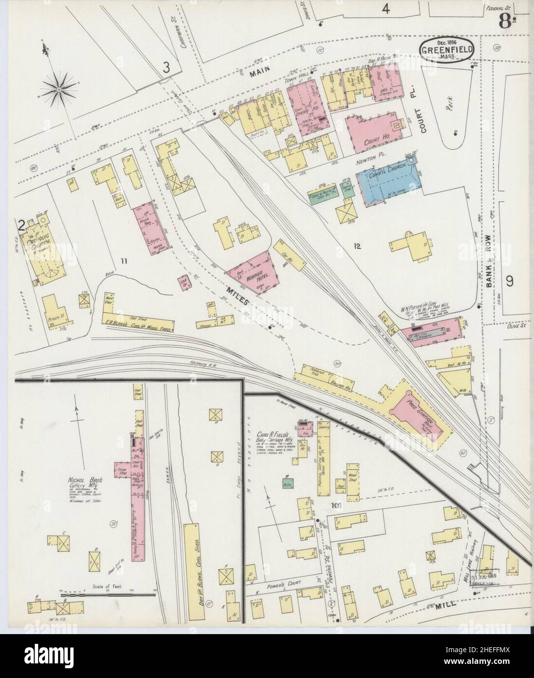 Greenfield massachusetts map hi-res stock photography and images - Alamy