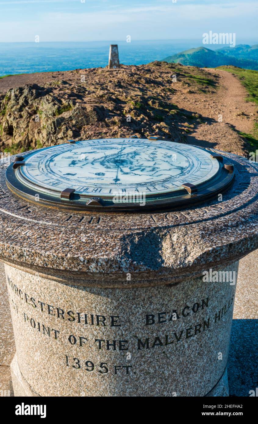 Showing location of landmarks,from the highest point in Worcestershire ...