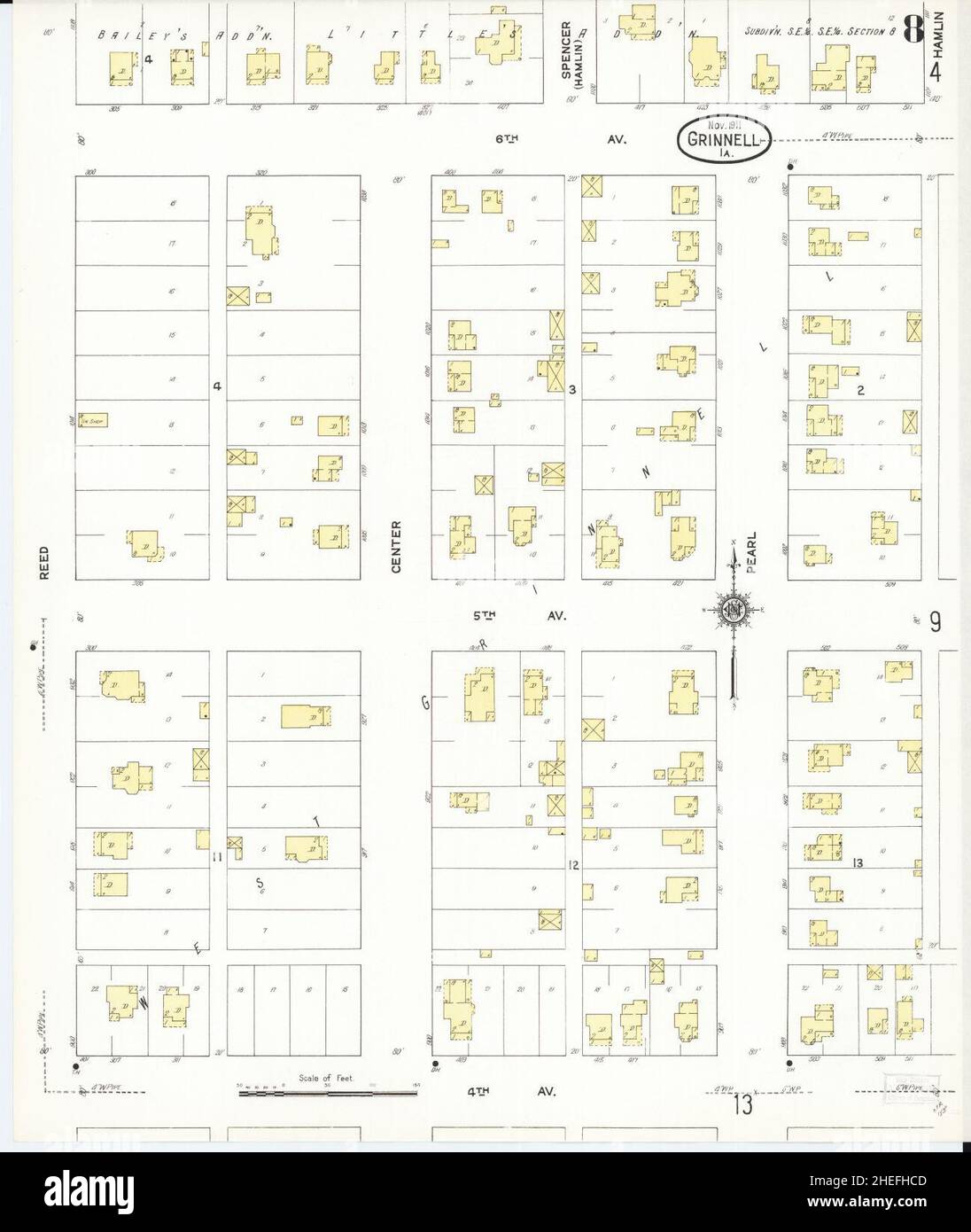 Sanborn Fire Insurance Map from Grinnell, Poweshiek County, Iowa Stock ...
