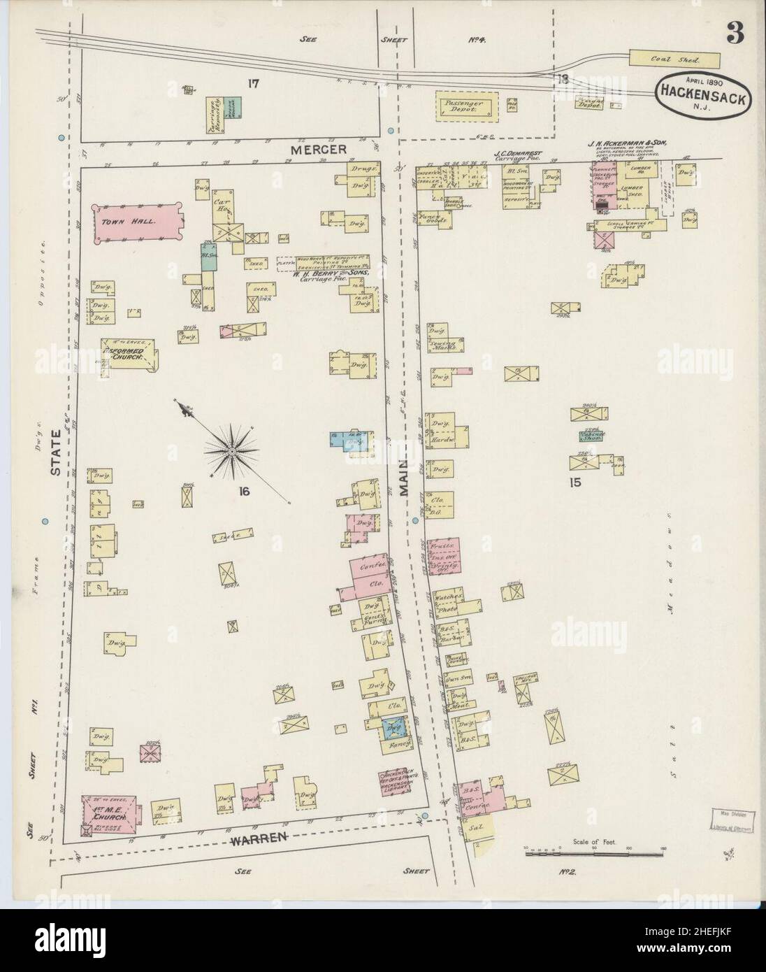 Sanborn Fire Insurance Map from Hackensack, Bergen County, New Jersey ...