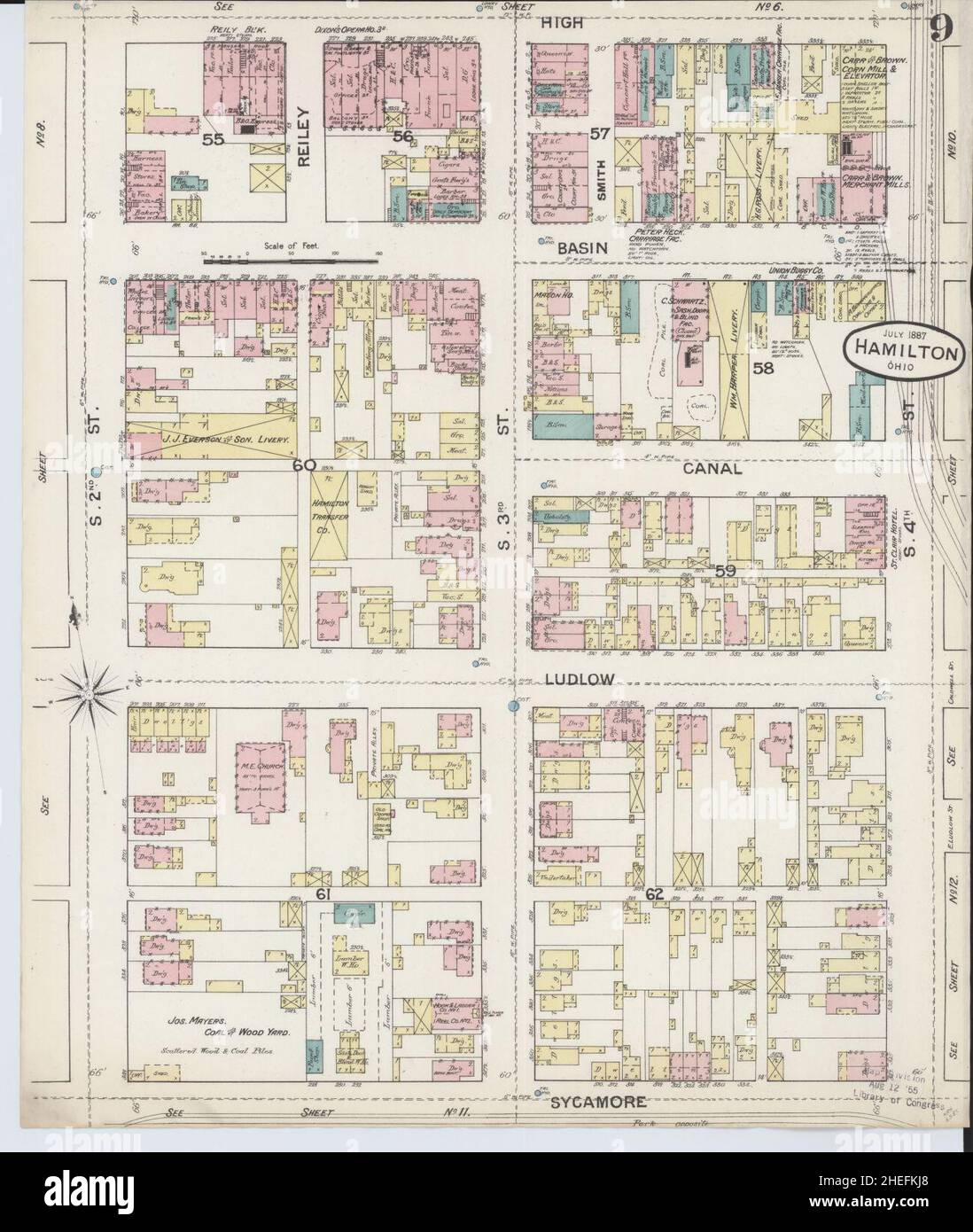 Sanborn Fire Insurance Map from Hamilton, Butler County, Ohio Stock ...
