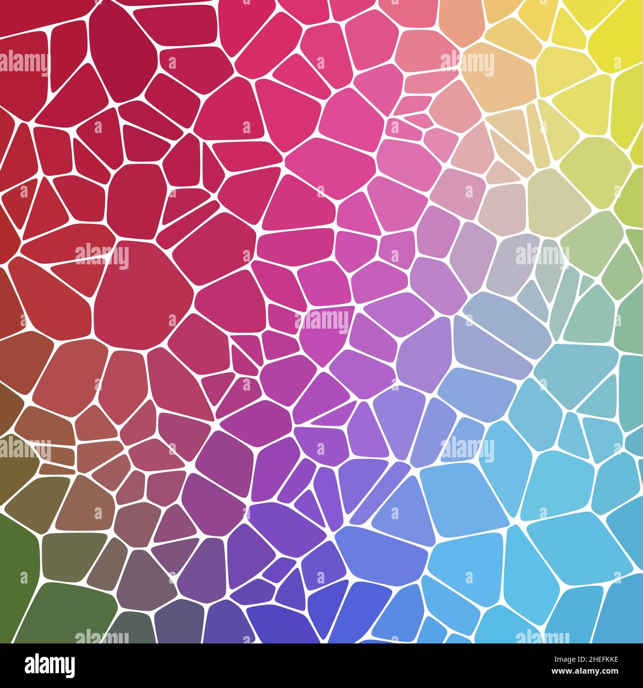 Stained glass colorful voronoi with fillet, vector abstract. Irregular ...