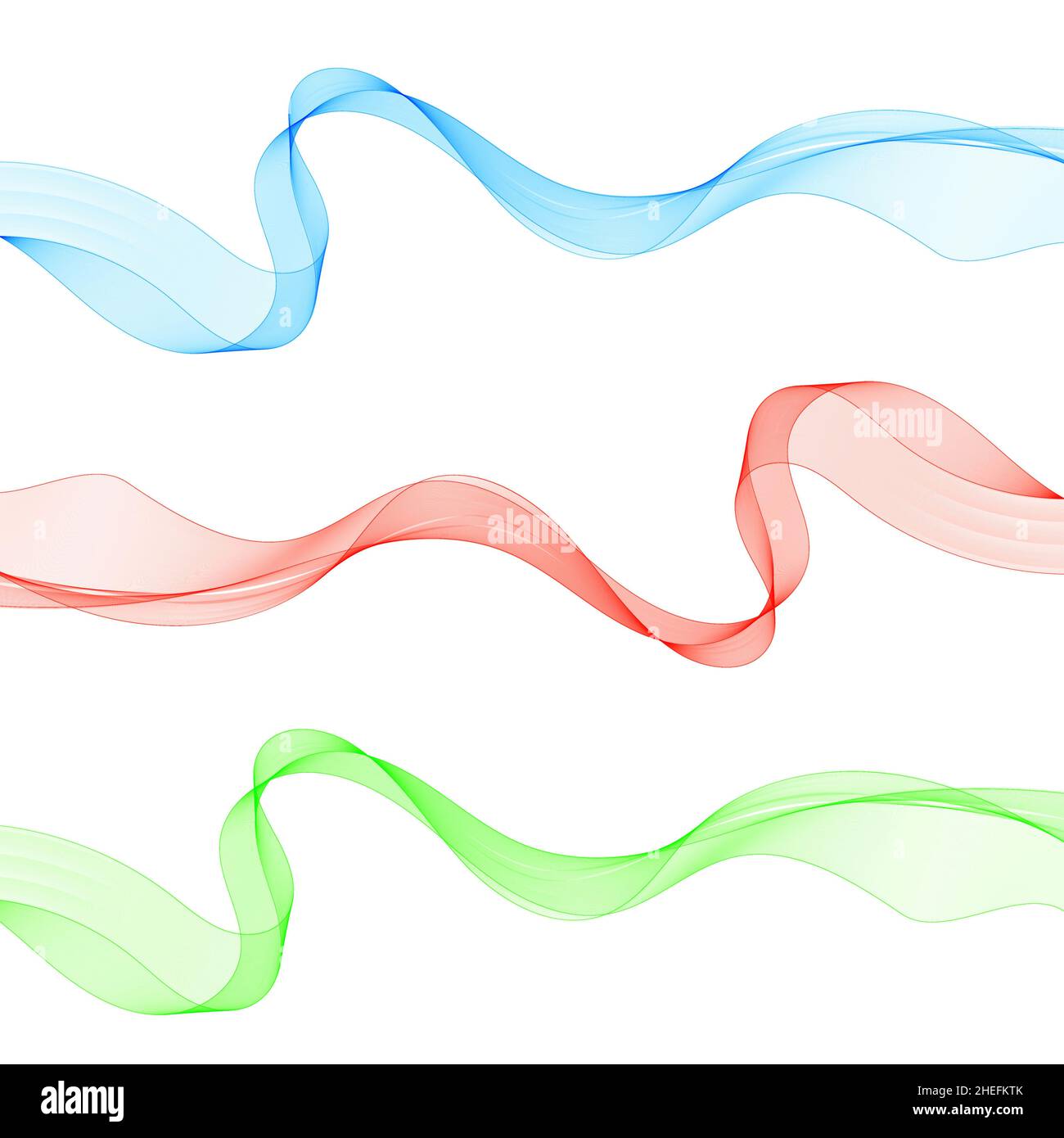 set of color waves. red, blue, green, yellow abstract vector lines ...