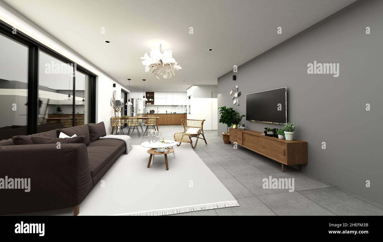 3d render of living room Stock Photo - Alamy