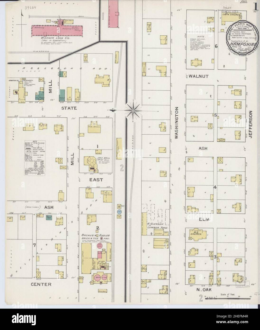 Sanborn Fire Insurance Map from Hampshire, Kane County, Illinois Stock ...