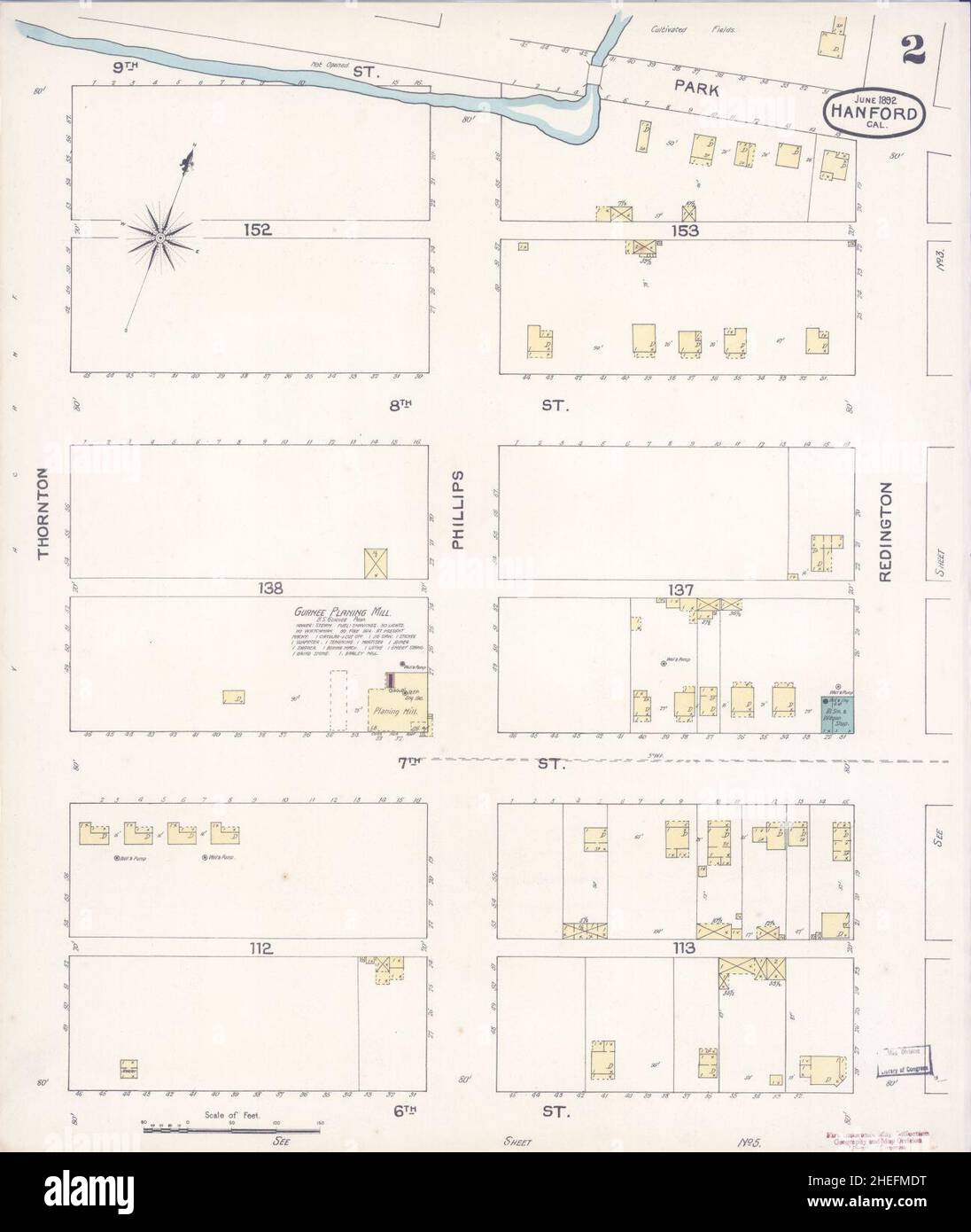Sanborn Fire Insurance Map from Hanford, Kings County, California Stock ...