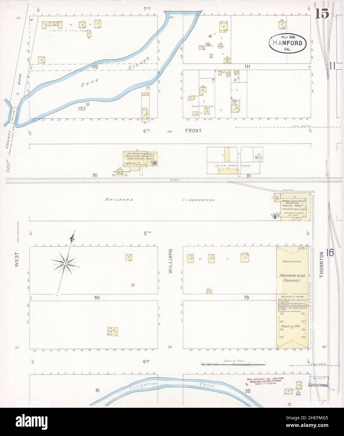 Sanborn Fire Insurance Map from Hanford, Kings County, California Stock ...