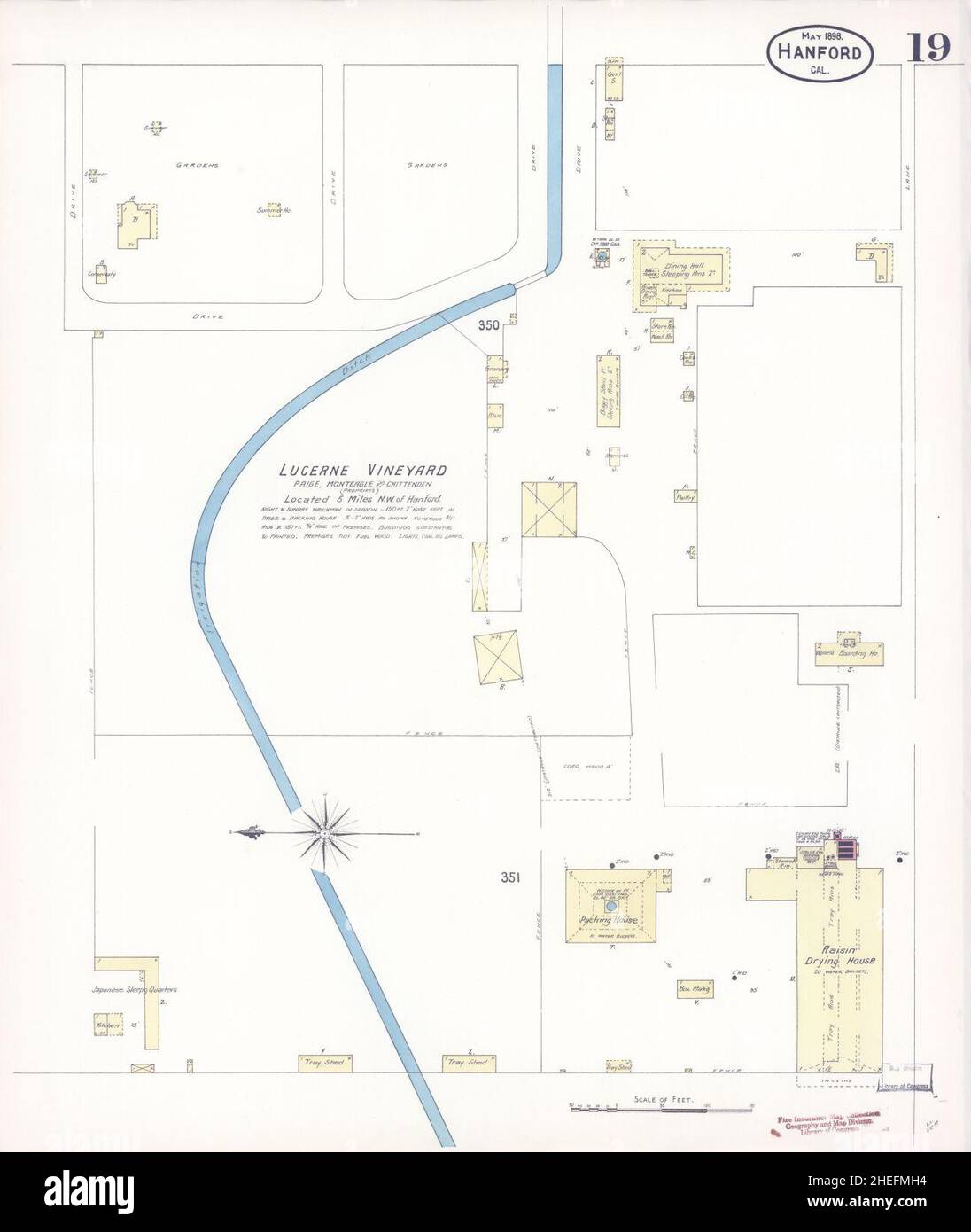 Sanborn Fire Insurance Map from Hanford, Kings County, California Stock ...