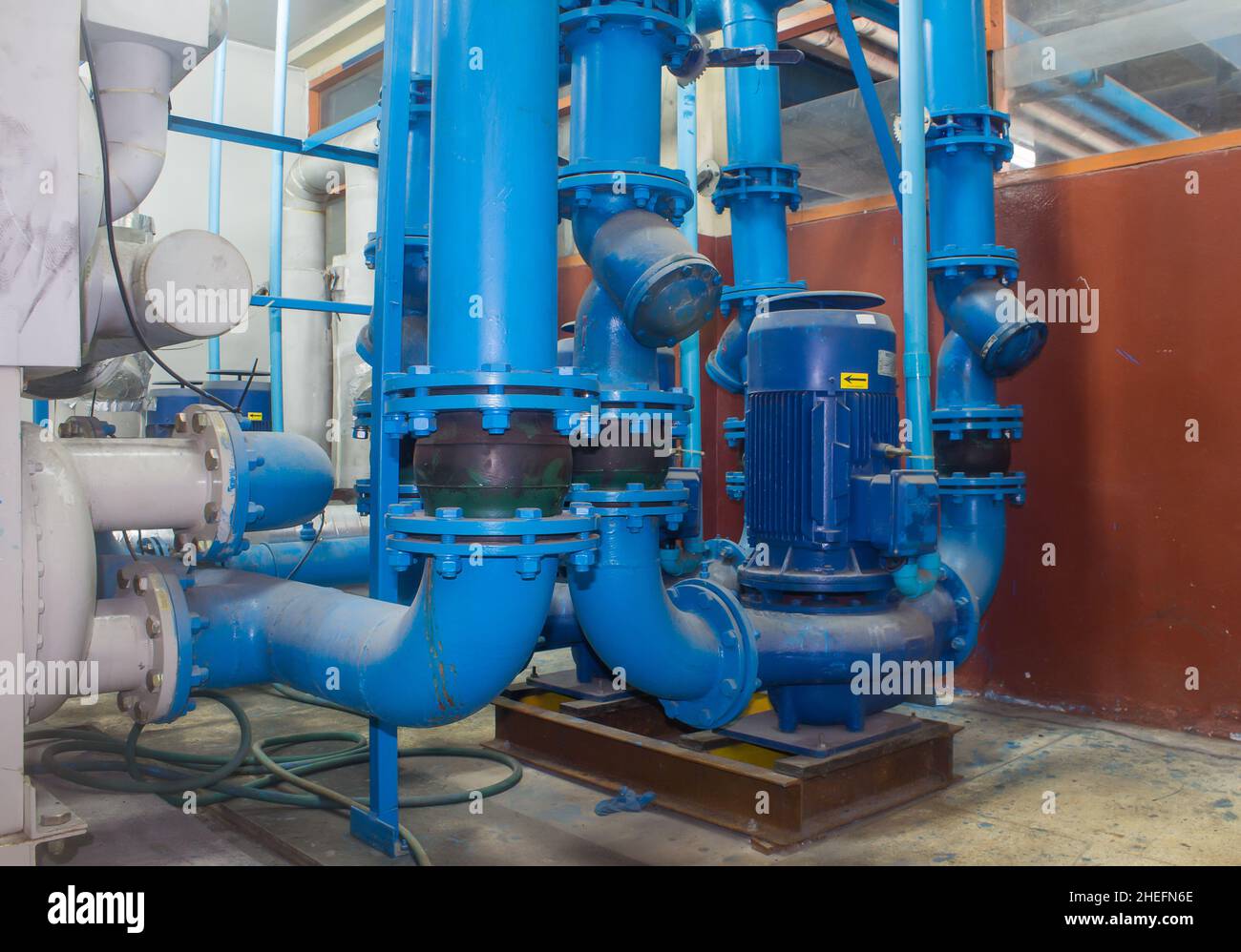 The Large motor pipe joints and water valve in pipe tap water of the ...