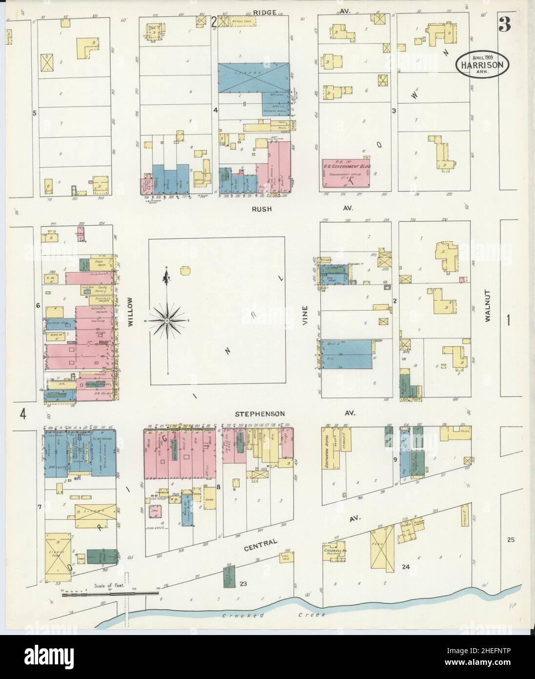 Sanborn Fire Insurance Map from Harrison, Boone County, Arkansas Stock ...