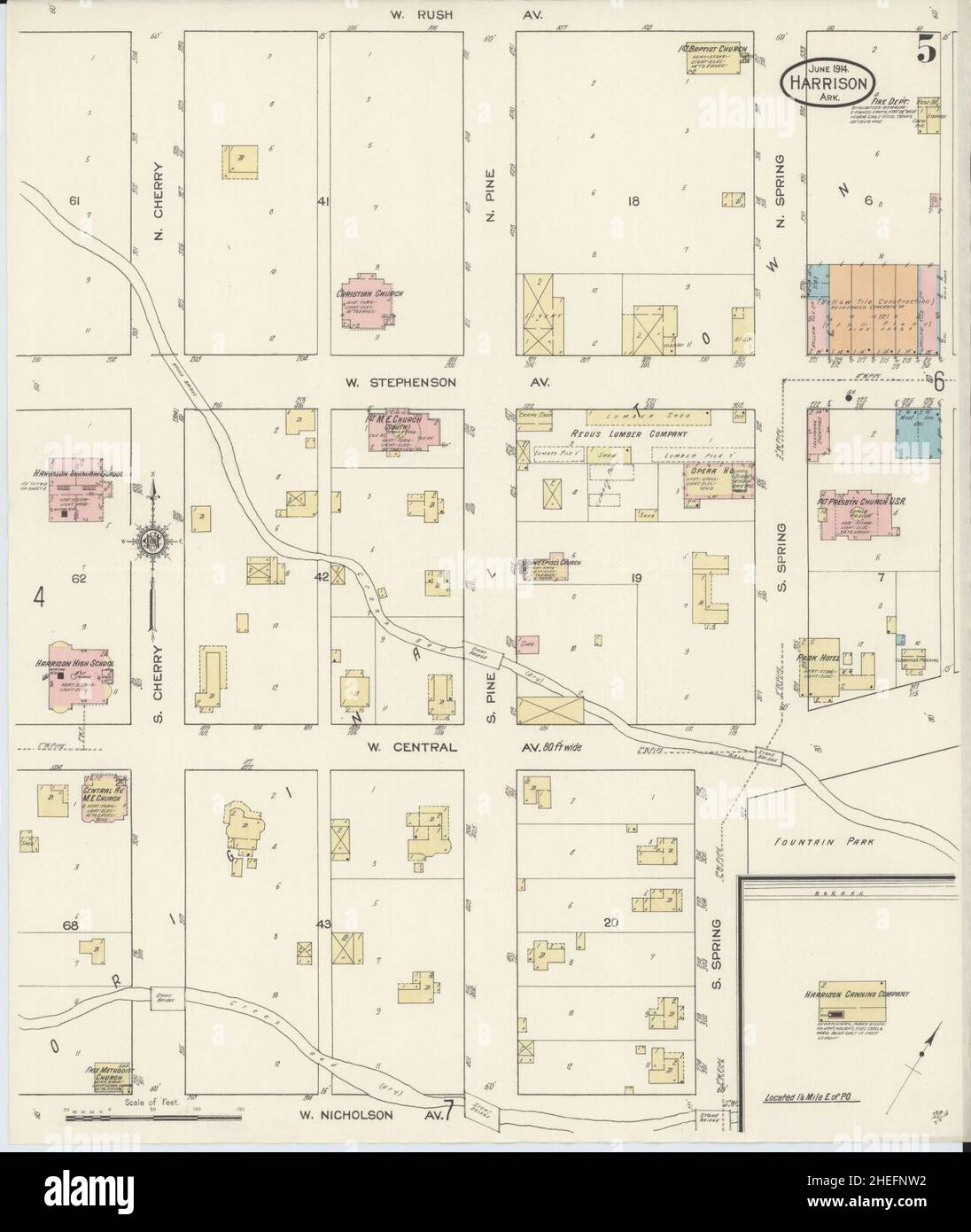 Sanborn Fire Insurance Map from Harrison, Boone County, Arkansas Stock ...