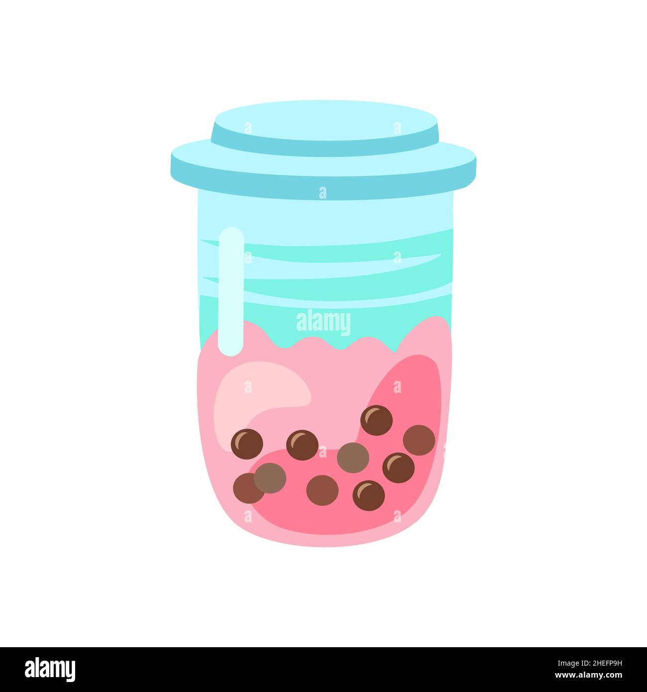 Bubble tea cup isolated on white background. Cartoon glass with milk ...