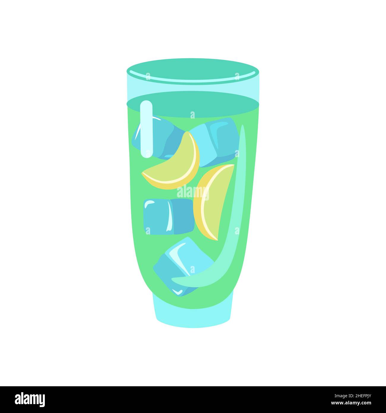 Glass of lemonade with ice and lemon slices isolated on white ...