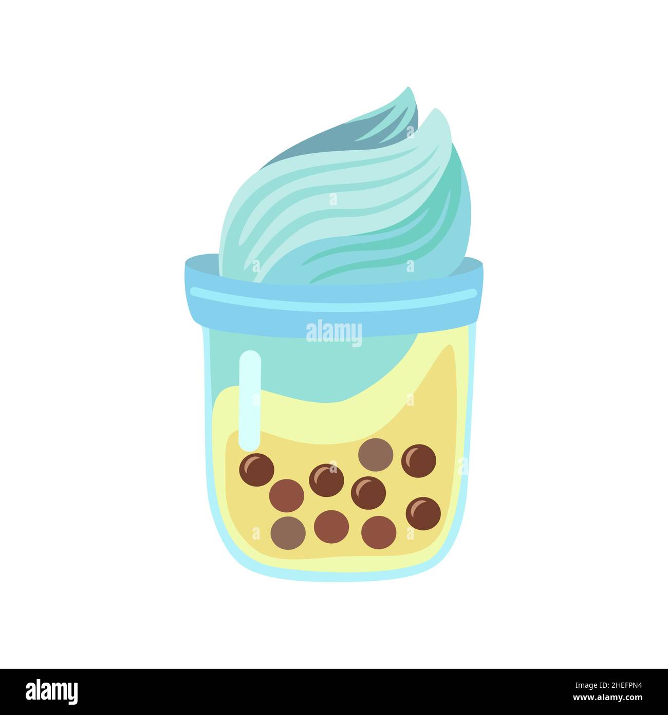 Bubble tea cup isolated on white background. Cartoon glass with milk ...