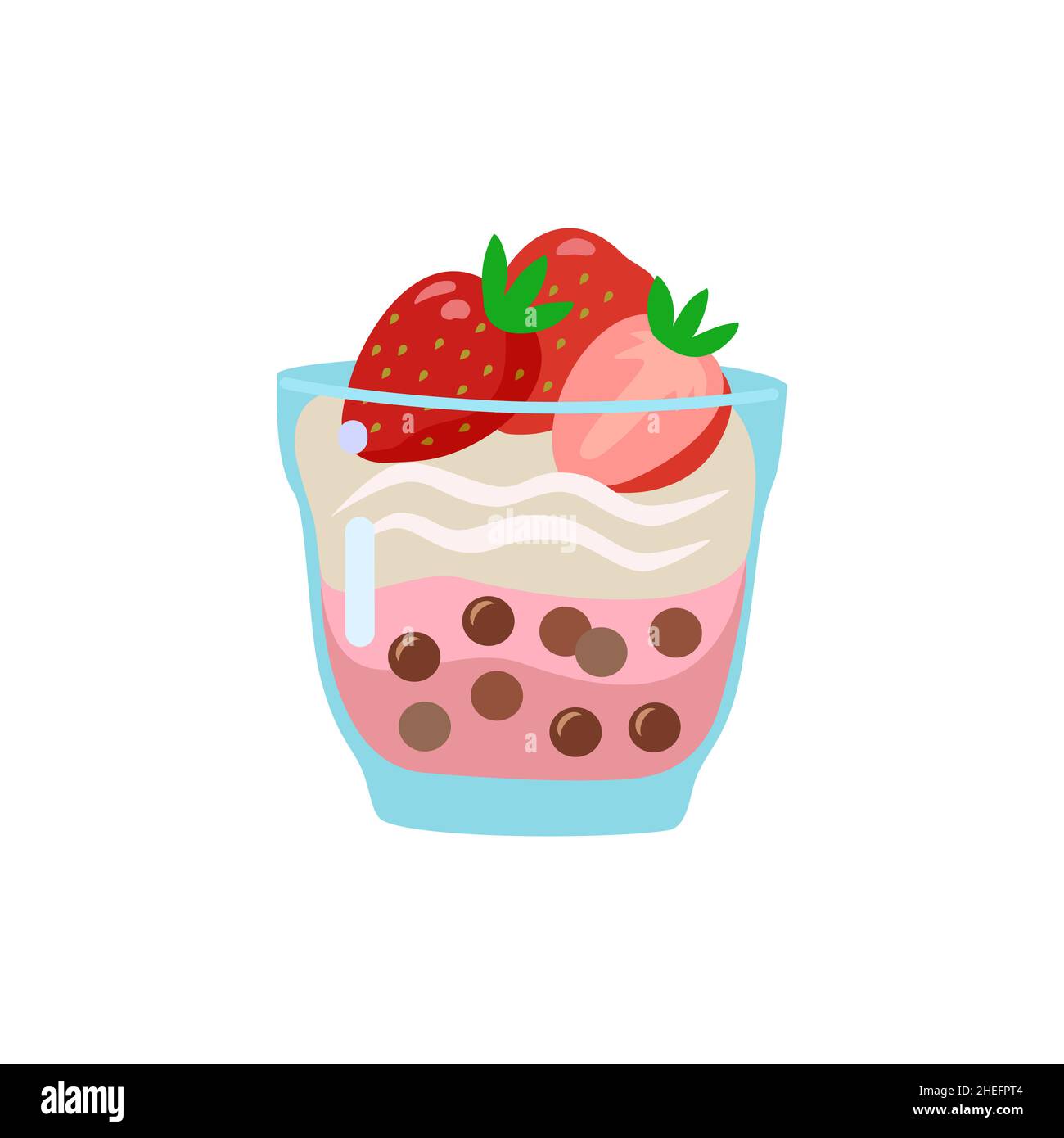 Bubble tea cup isolated on white background. Cartoon glass with milk ...