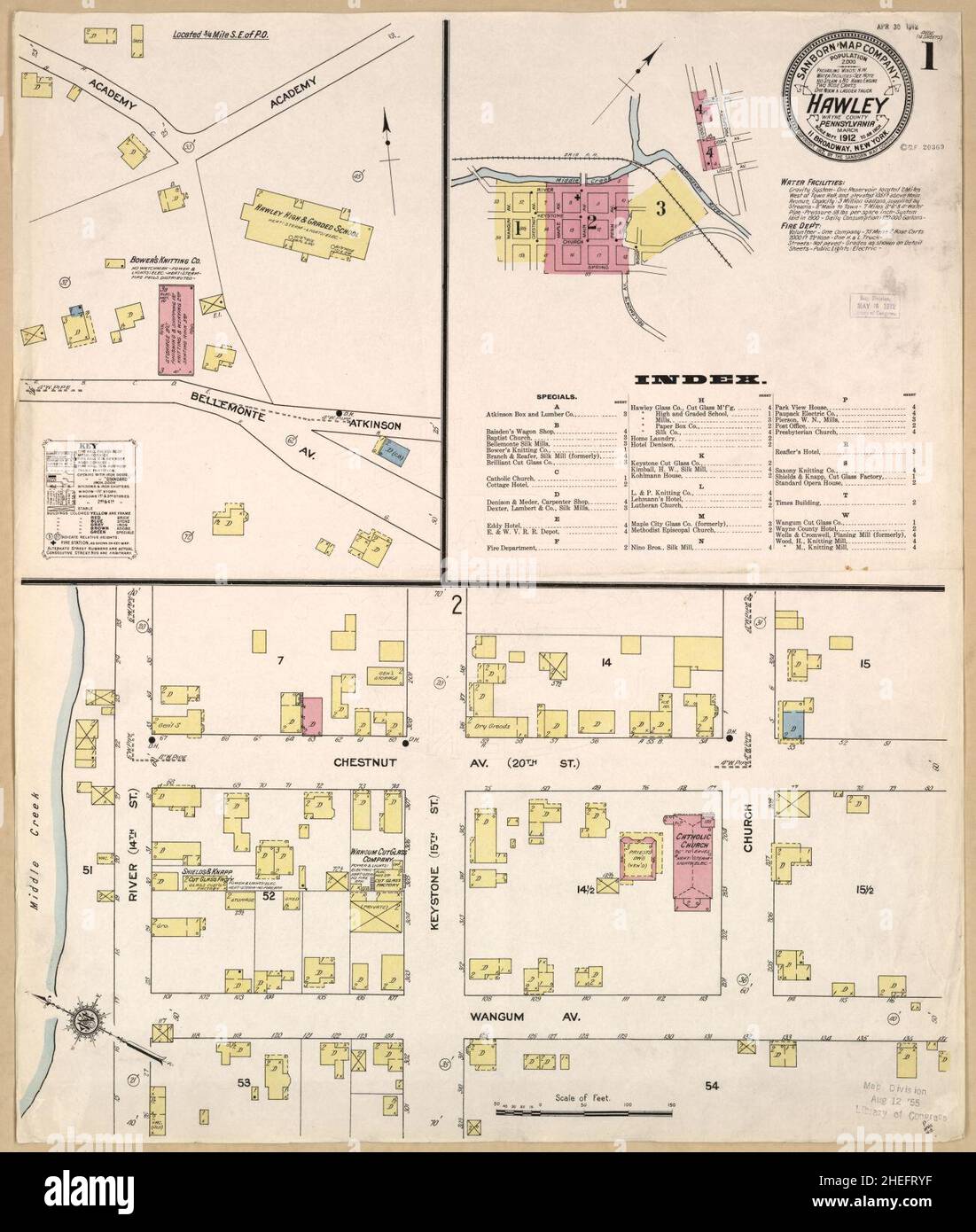 Sanborn Fire Insurance Map from Hawley, Wayne County, Pennsylvania ...