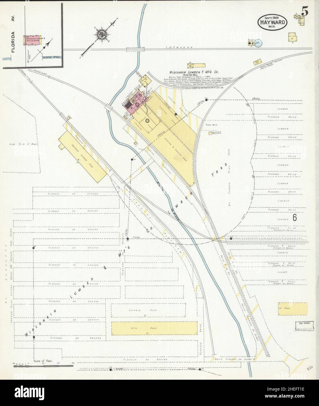 Sanborn Fire Insurance Map from Hayward, Sawyer County, Wisconsin Stock ...