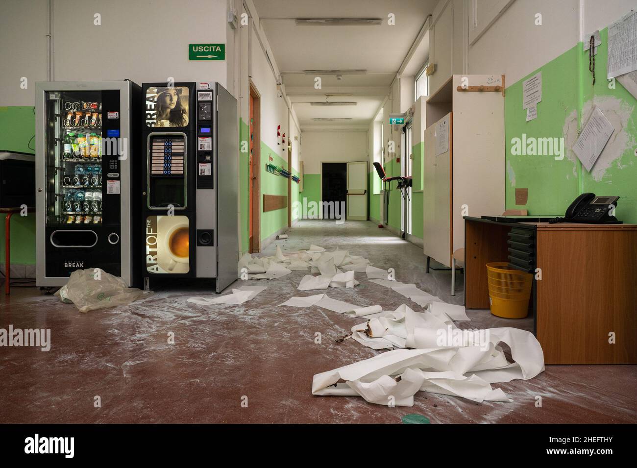 Catanzaro, Italy. 10th Jan, 2022. Burned papers and rubbish seen along ...
