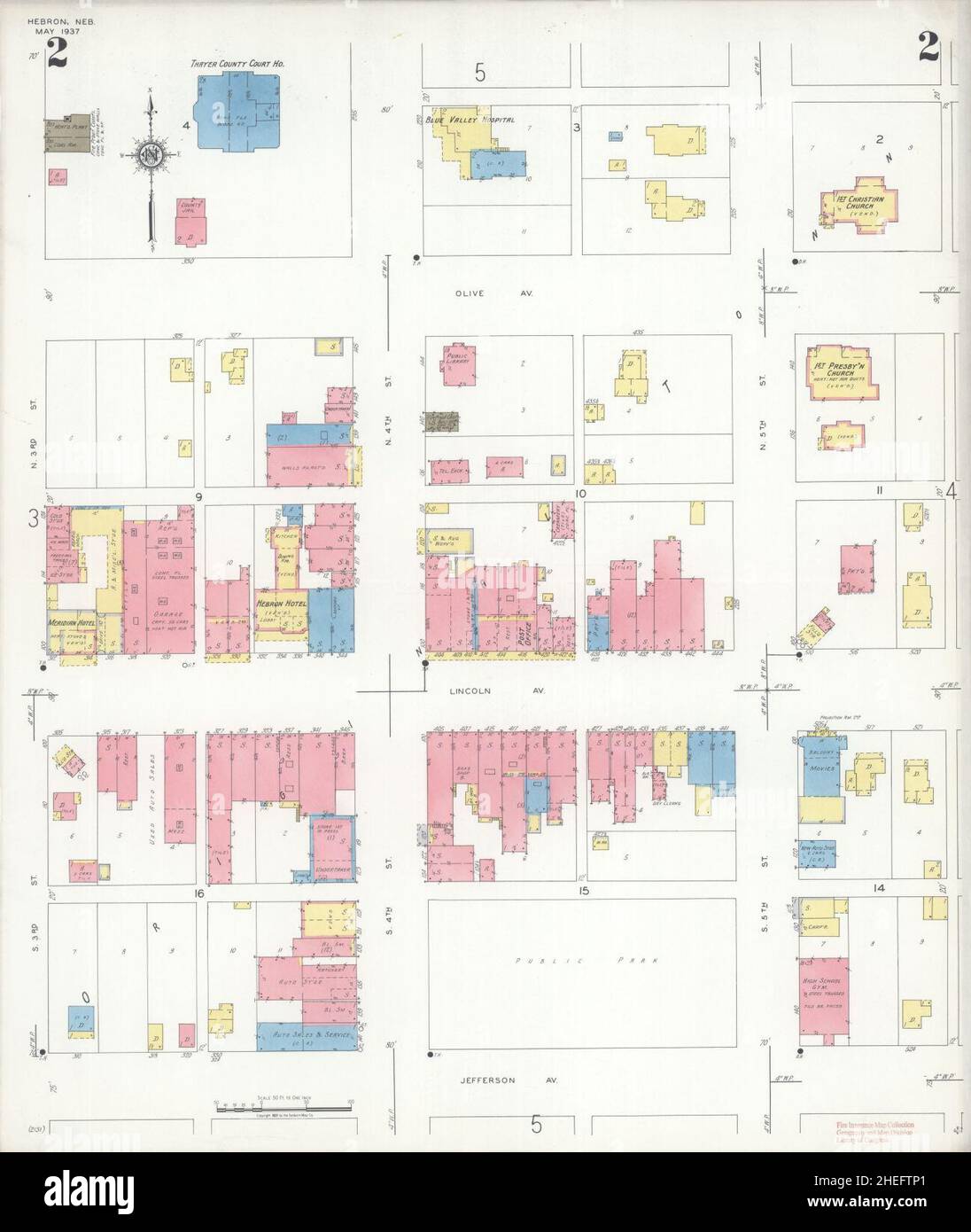 Sanborn Fire Insurance Map from Hebron, Thayer County, Nebraska Stock ...