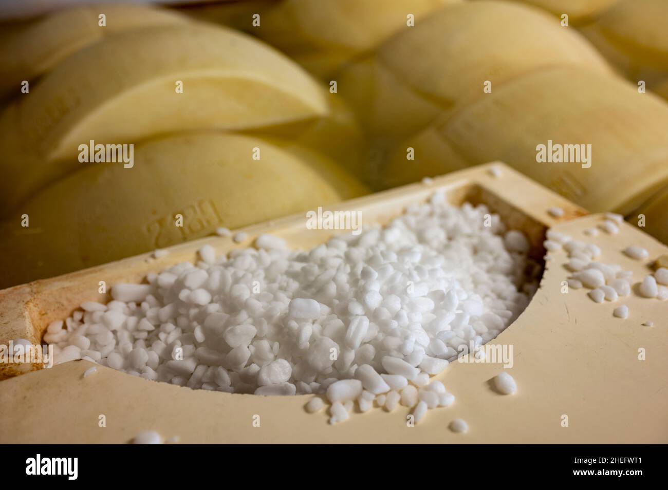 Process of making parmigiano-reggiano parmesan hard cheese on small ...