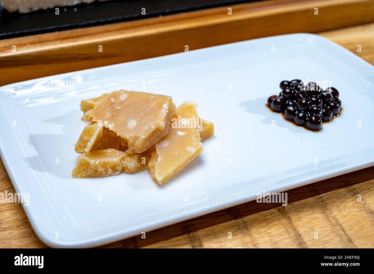 Tasting of 72 months very old Italian parmigiano-reggiano parmesan ...
