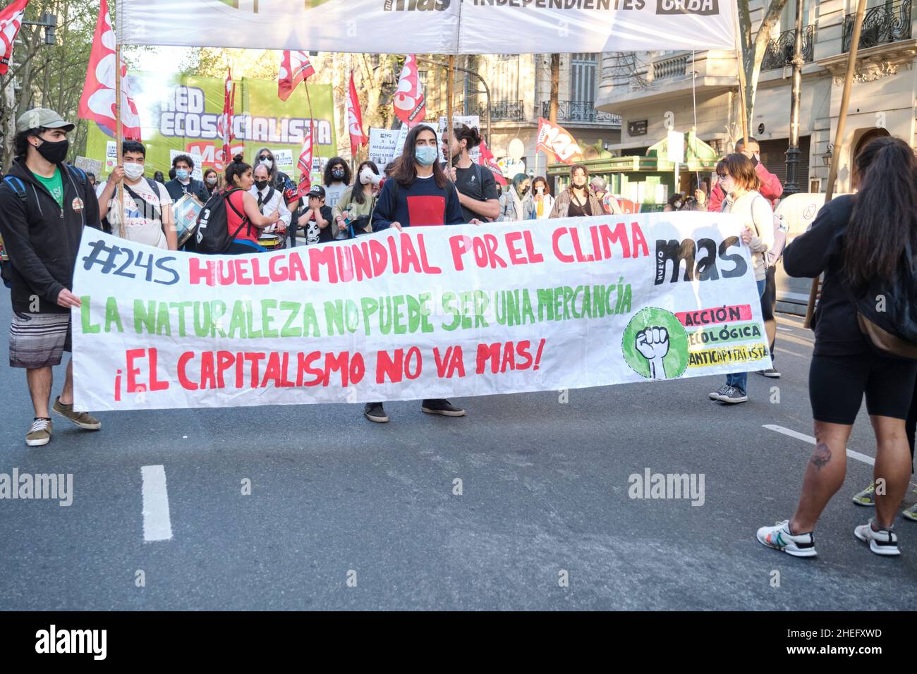 CABA, Buenos Aires, Argentina; Sept 24, 2021: Environmental activism ...