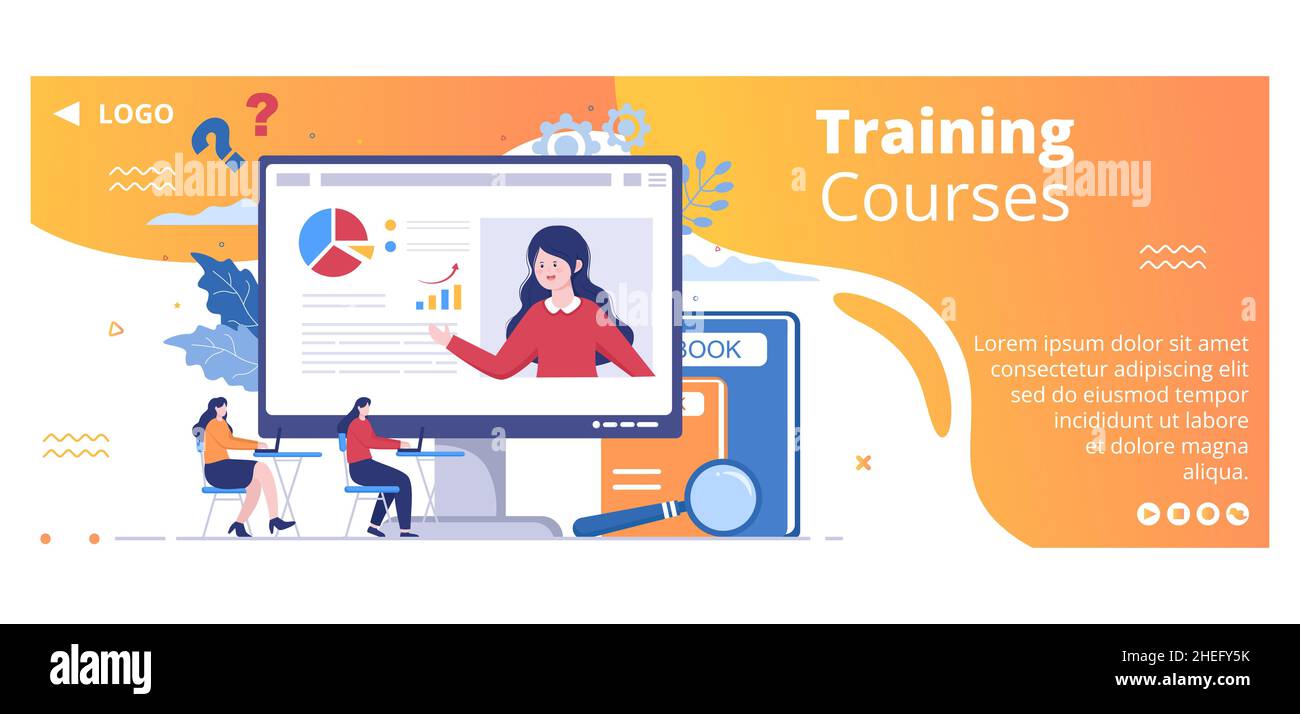 Business Online Training, Seminar or Courses Cover Template Flat ...