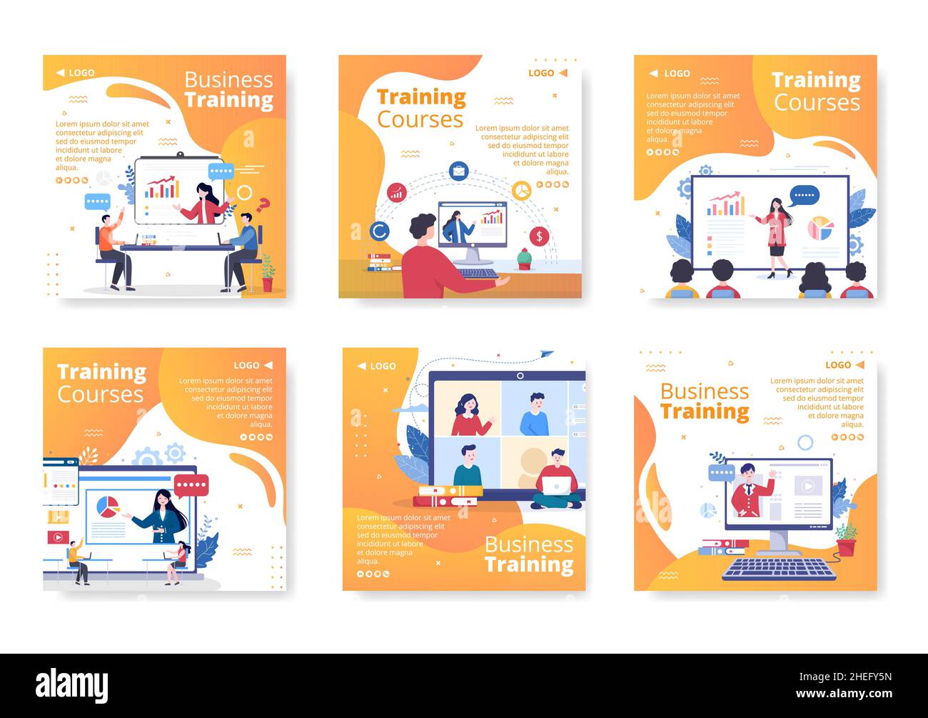 Business Online Training, Seminar or Courses Post Template Flat ...