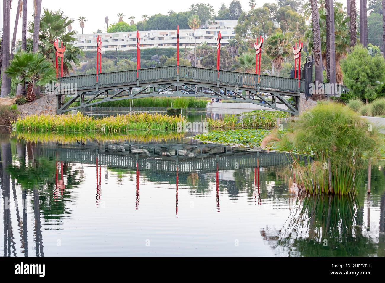 Japanese style bridge at Echo lake, California Stock Photo - Alamy