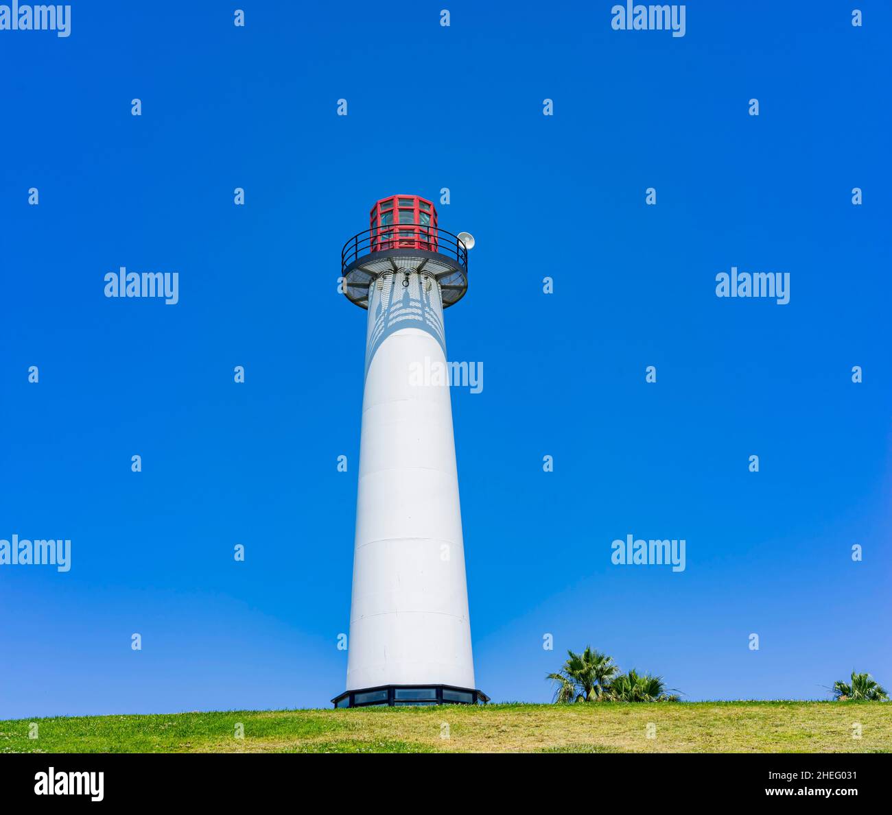 Sunny view of the Lions Lighthouse in Long Beach at Los Angeles County ...