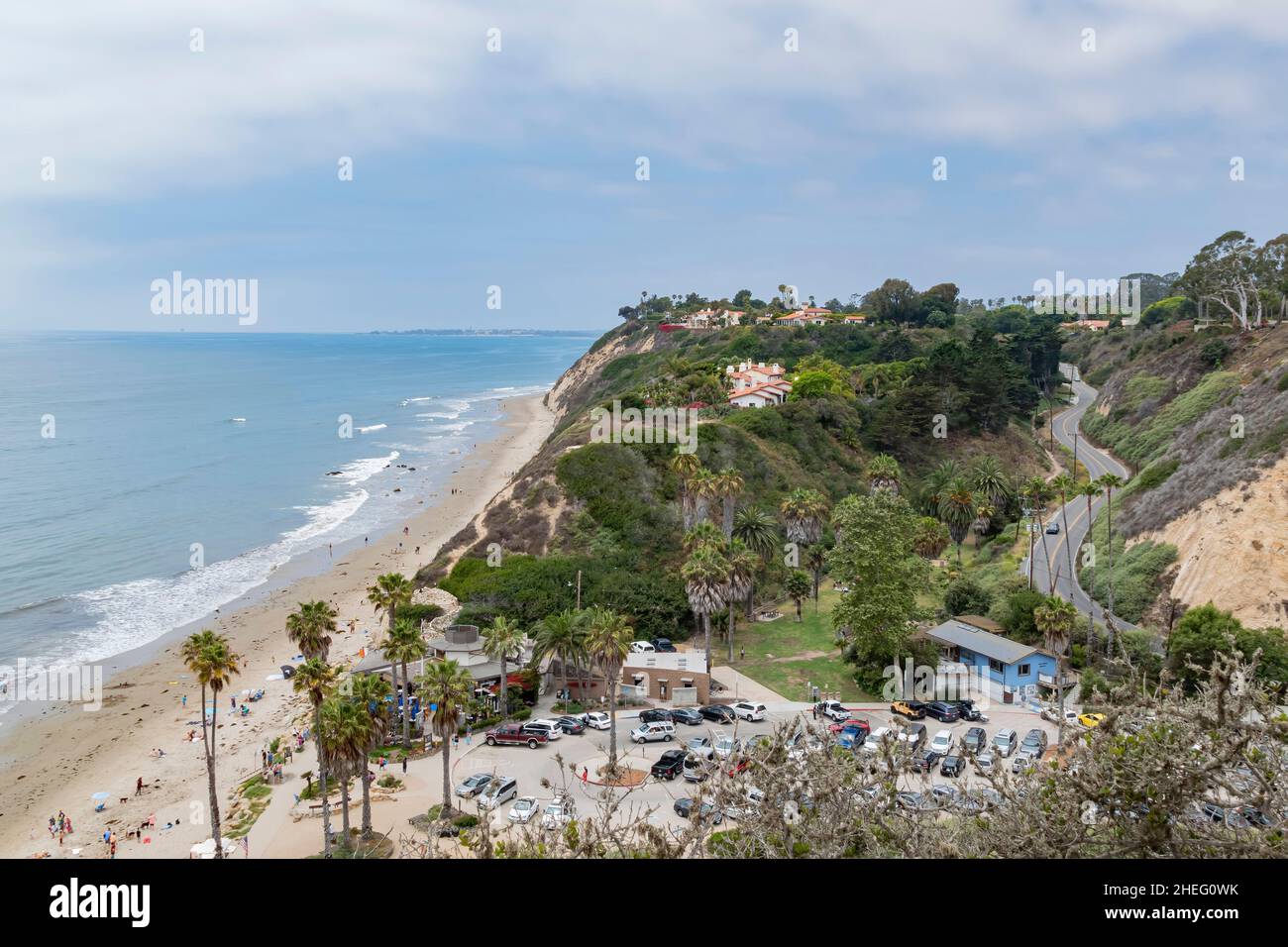 Overcast view of the landscape around Santa Barbara beach at California ...