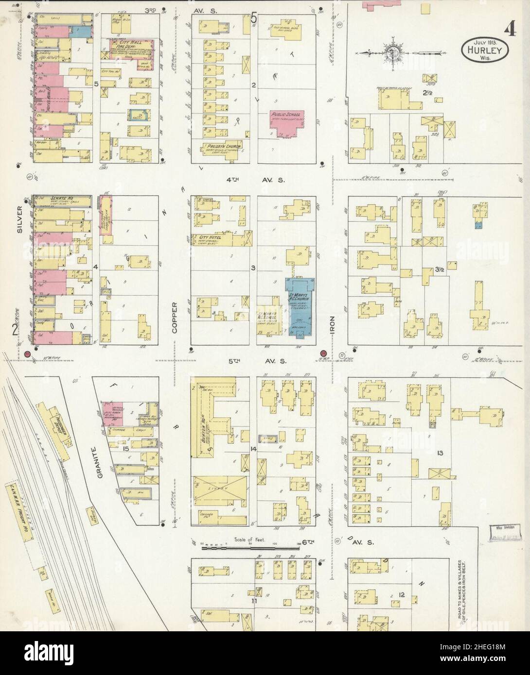 Sanborn Fire Insurance Map from Hurley, Iron County, Wisconsin Stock ...