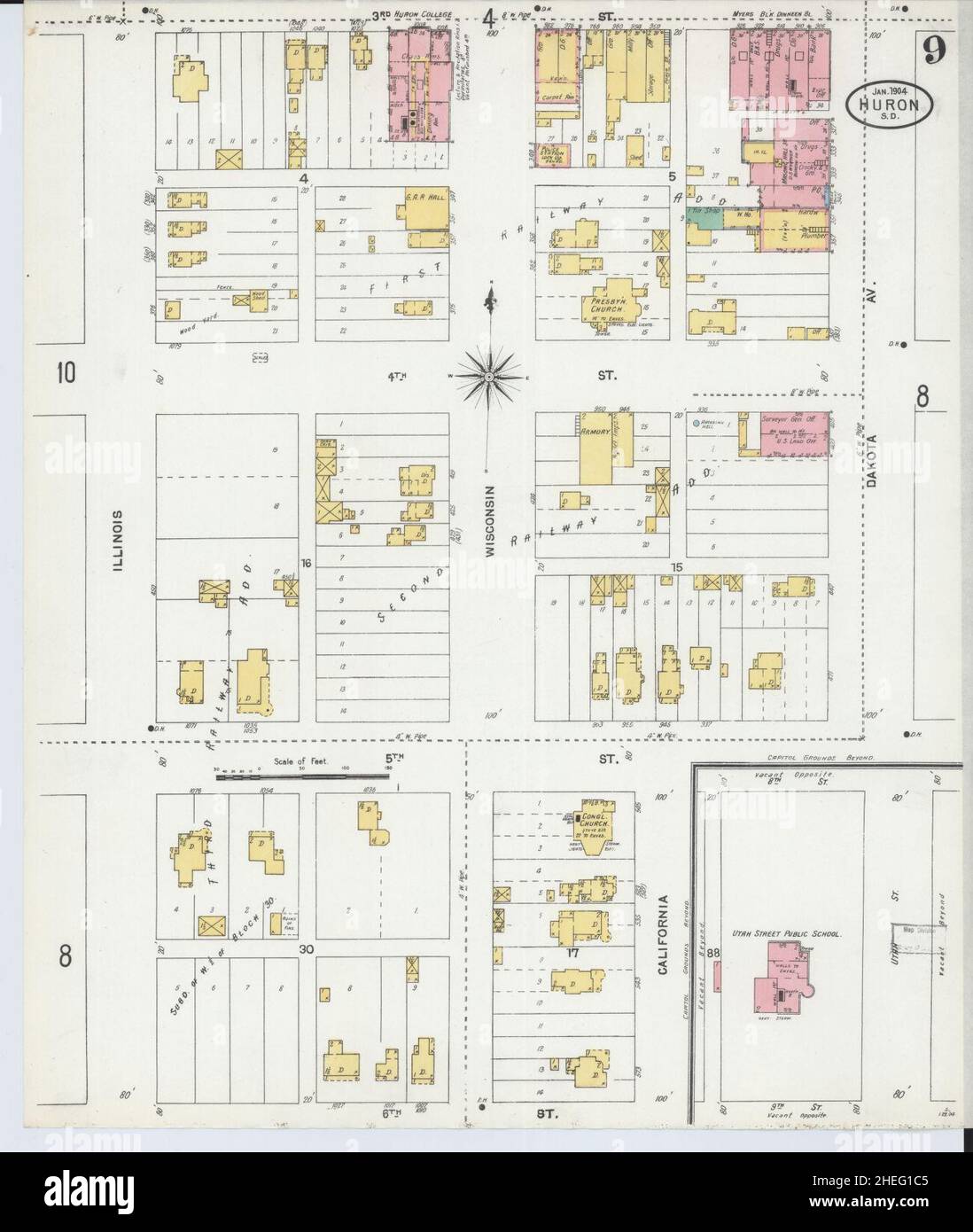 Map of huron south dakota hi-res stock photography and images - Alamy