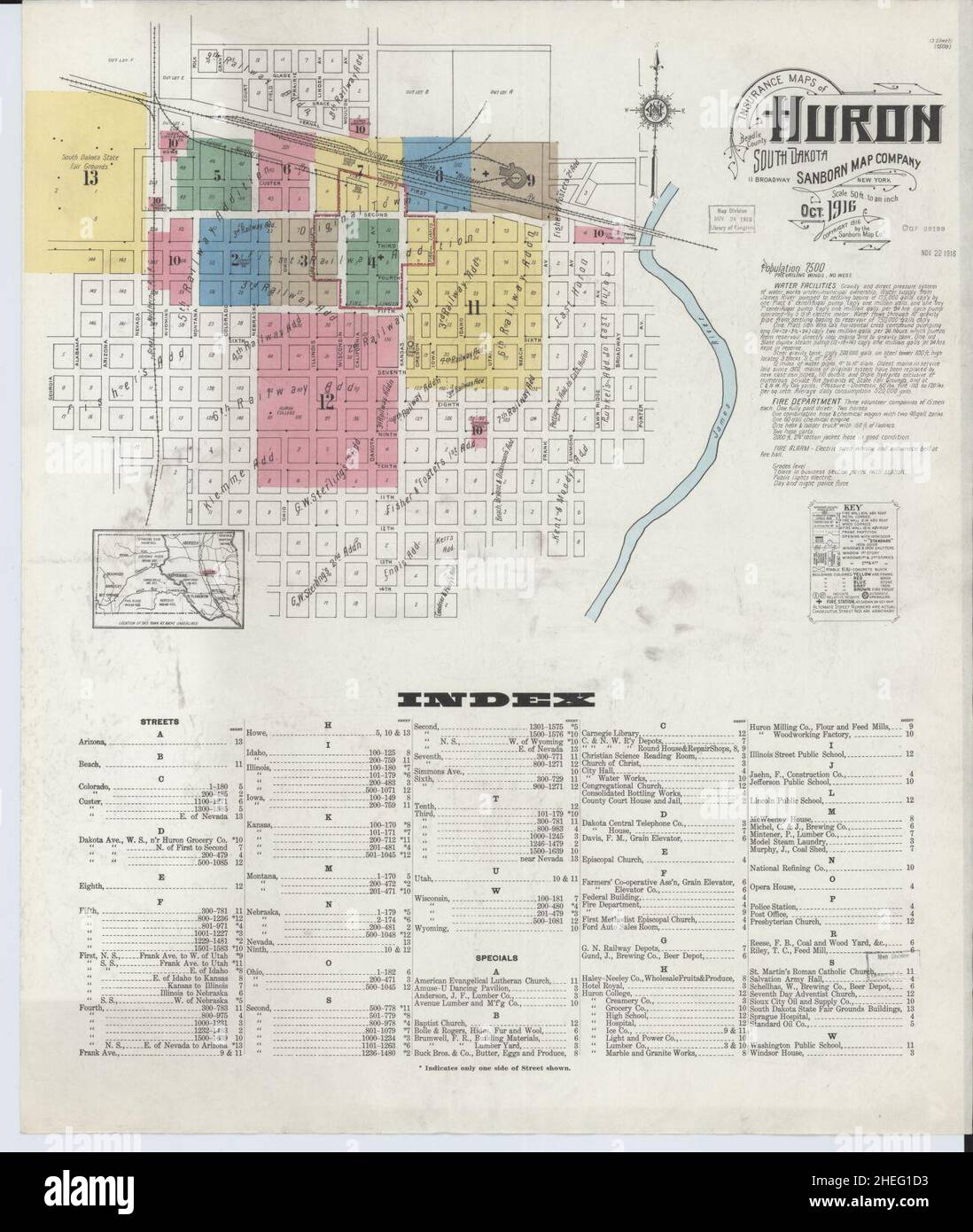 Map of huron south dakota hi-res stock photography and images - Alamy