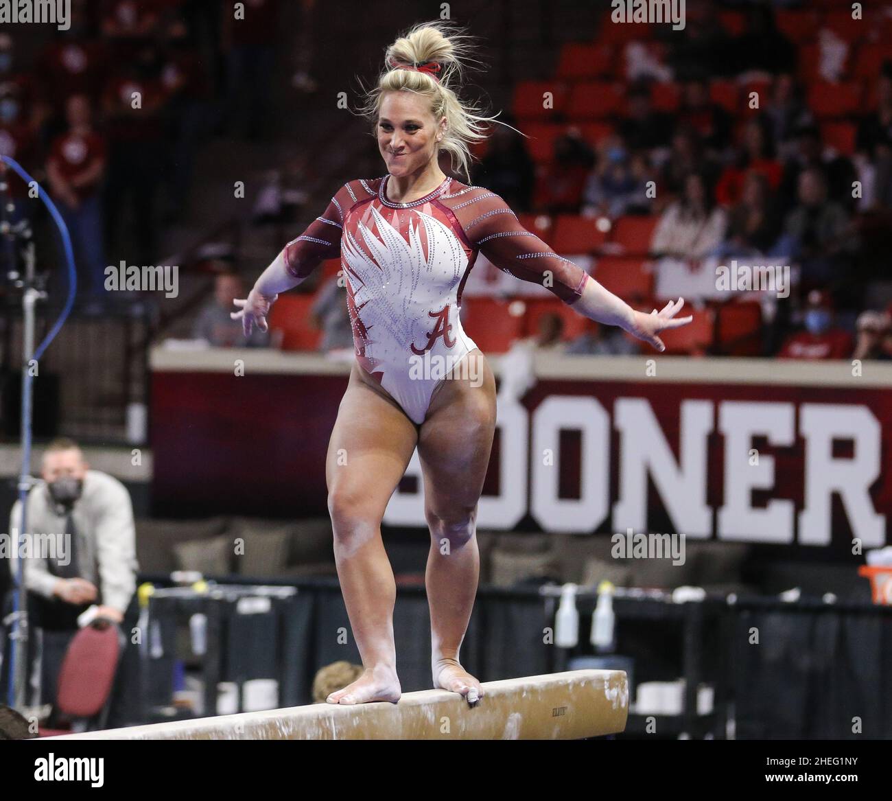 Norman, OK, USA. 9th Jan, 2022. Alabama's Emily Gaskins smiles during ...