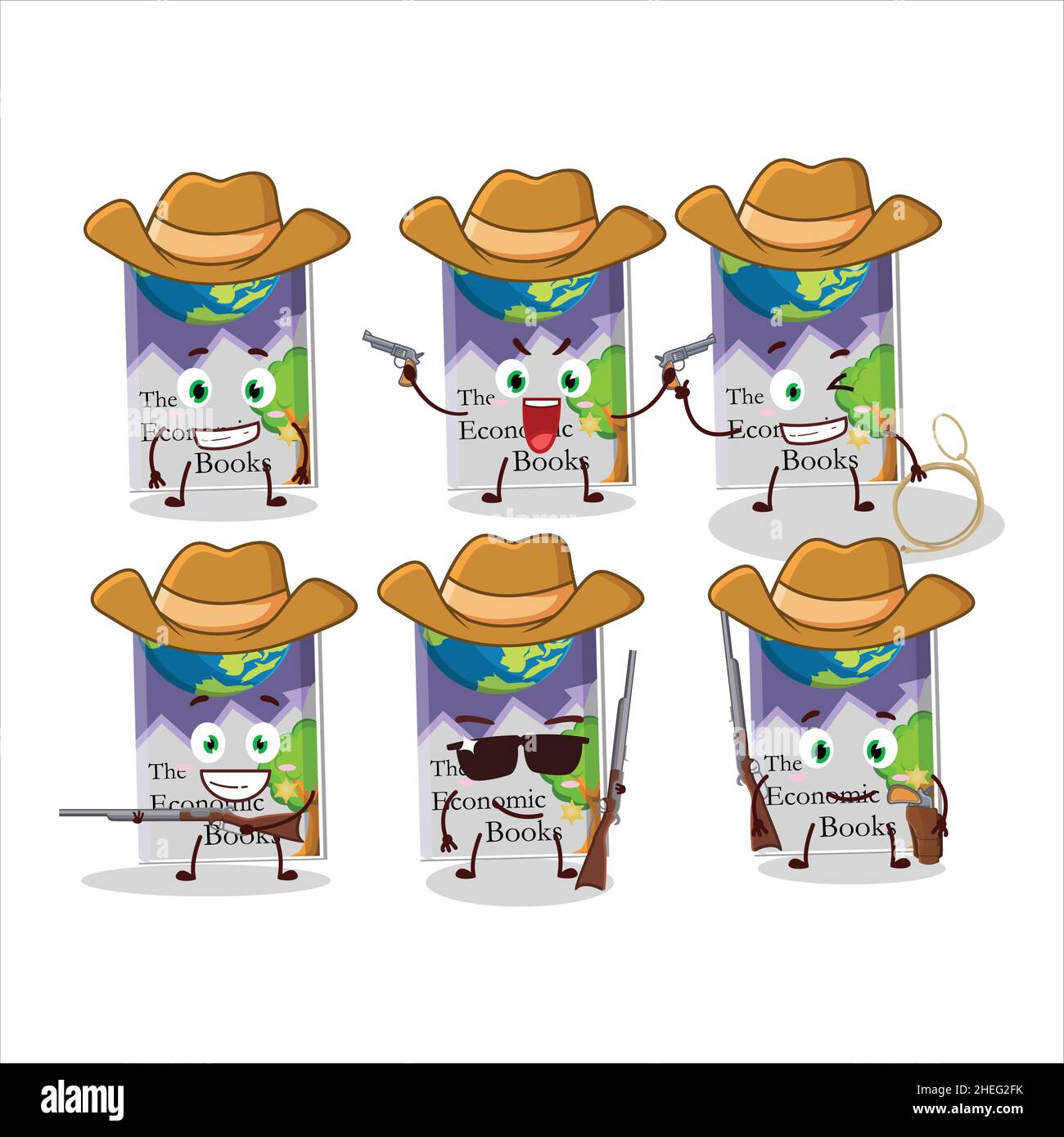 Cool cowboy economic books cartoon character with a cute hat. Vector ...