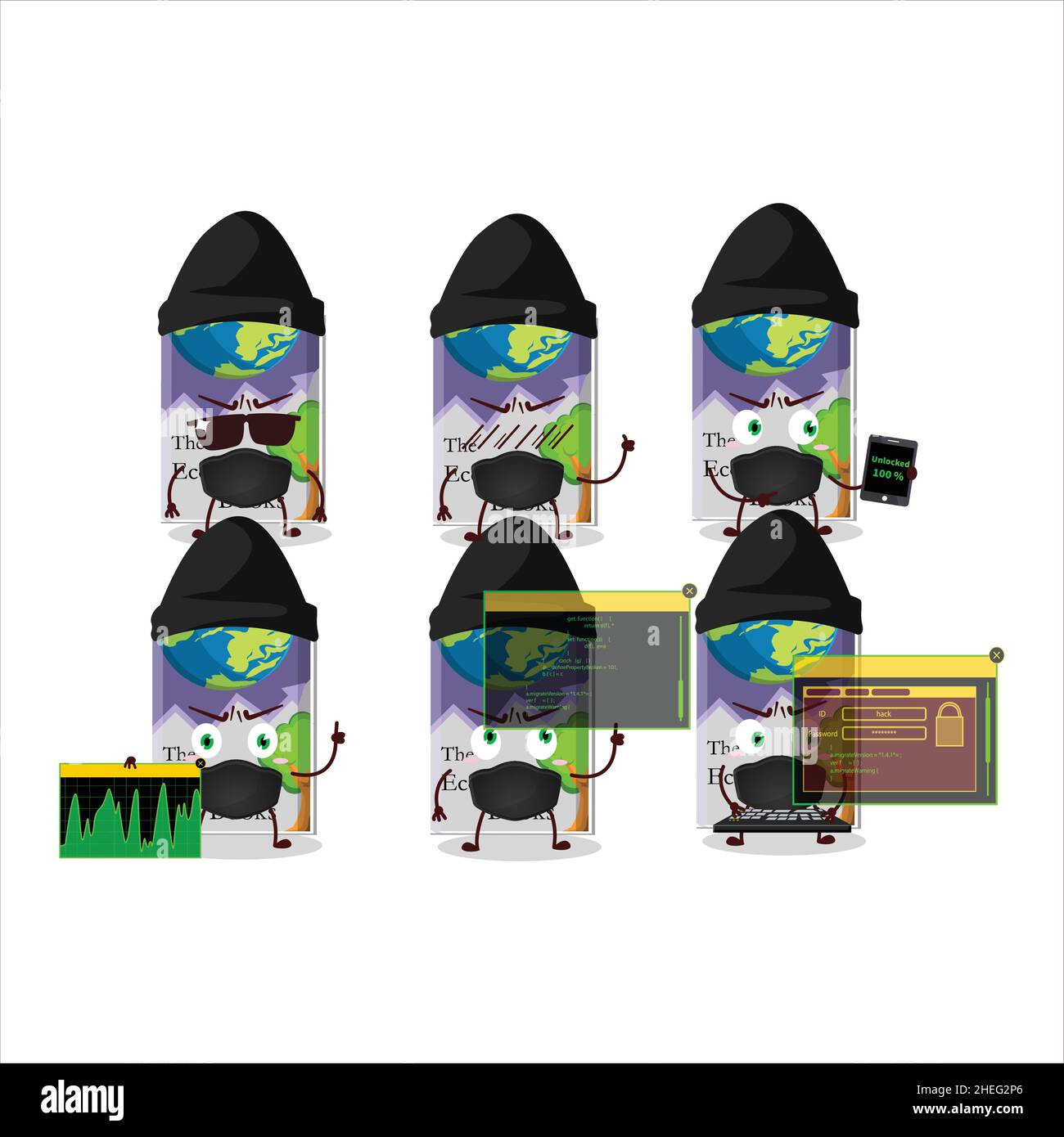 A Hacker economic books character mascot with. Vector illustration ...