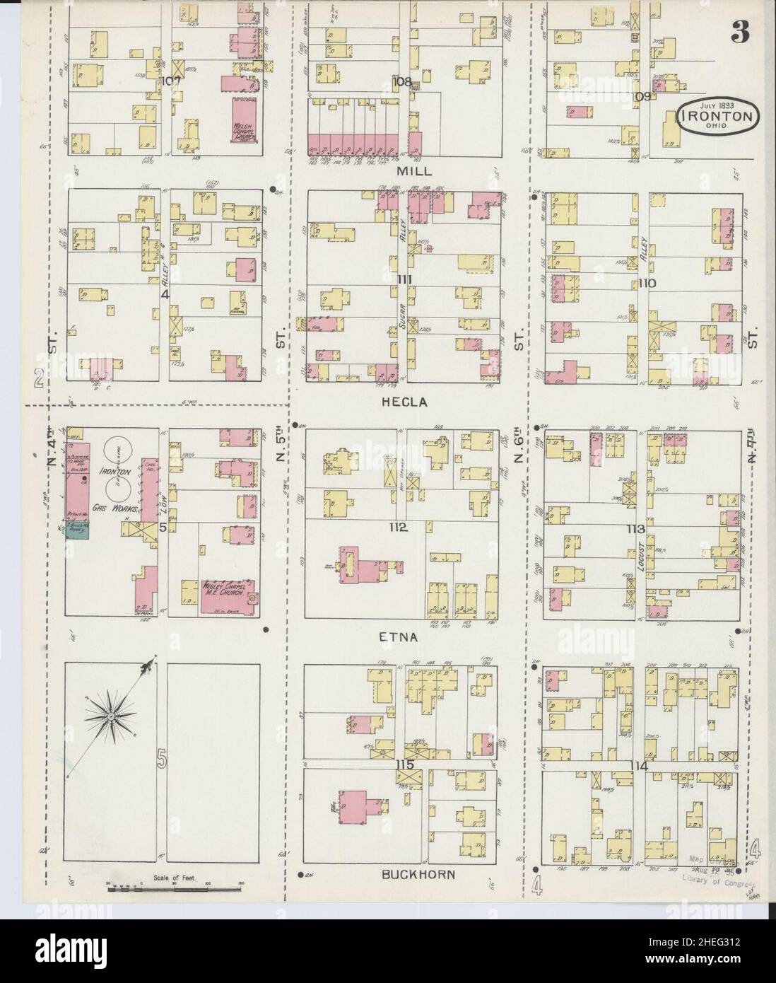 Sanborn Fire Insurance Map from Ironton, Laurence County, Ohio Stock ...