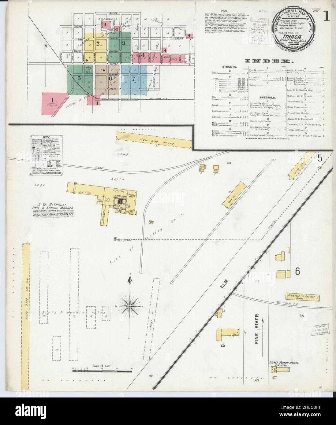 Map of ithaca michigan hi-res stock photography and images - Alamy