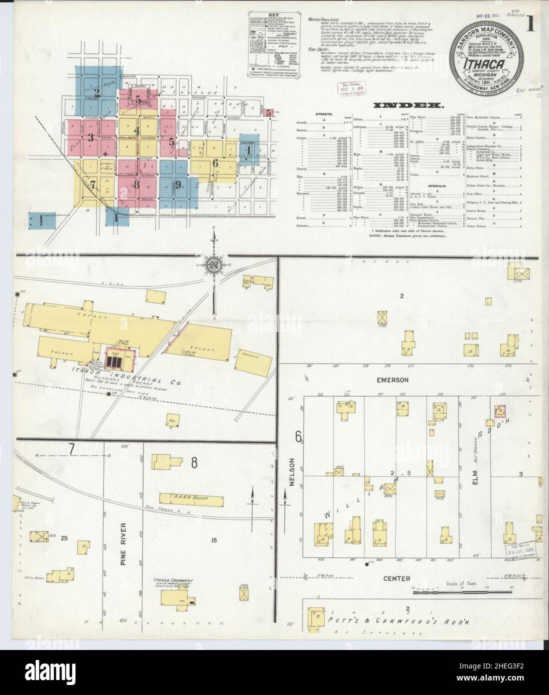 Ithaca michigan map hi-res stock photography and images - Alamy