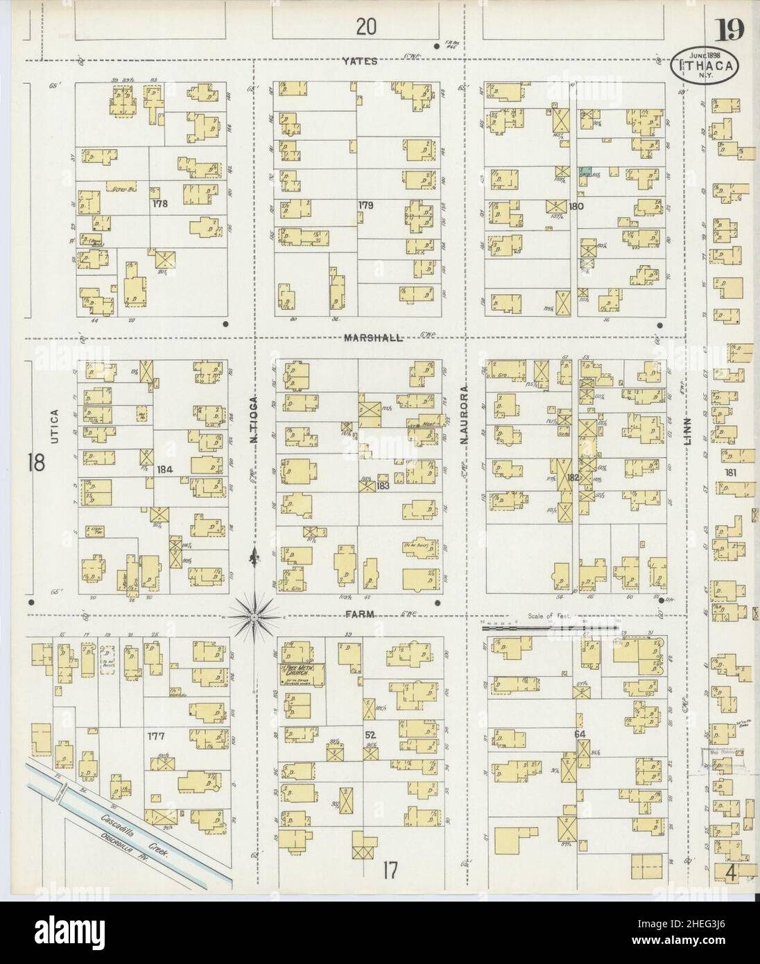 Sanborn Fire Insurance Map from Ithaca, Tompkins County, New York Stock ...