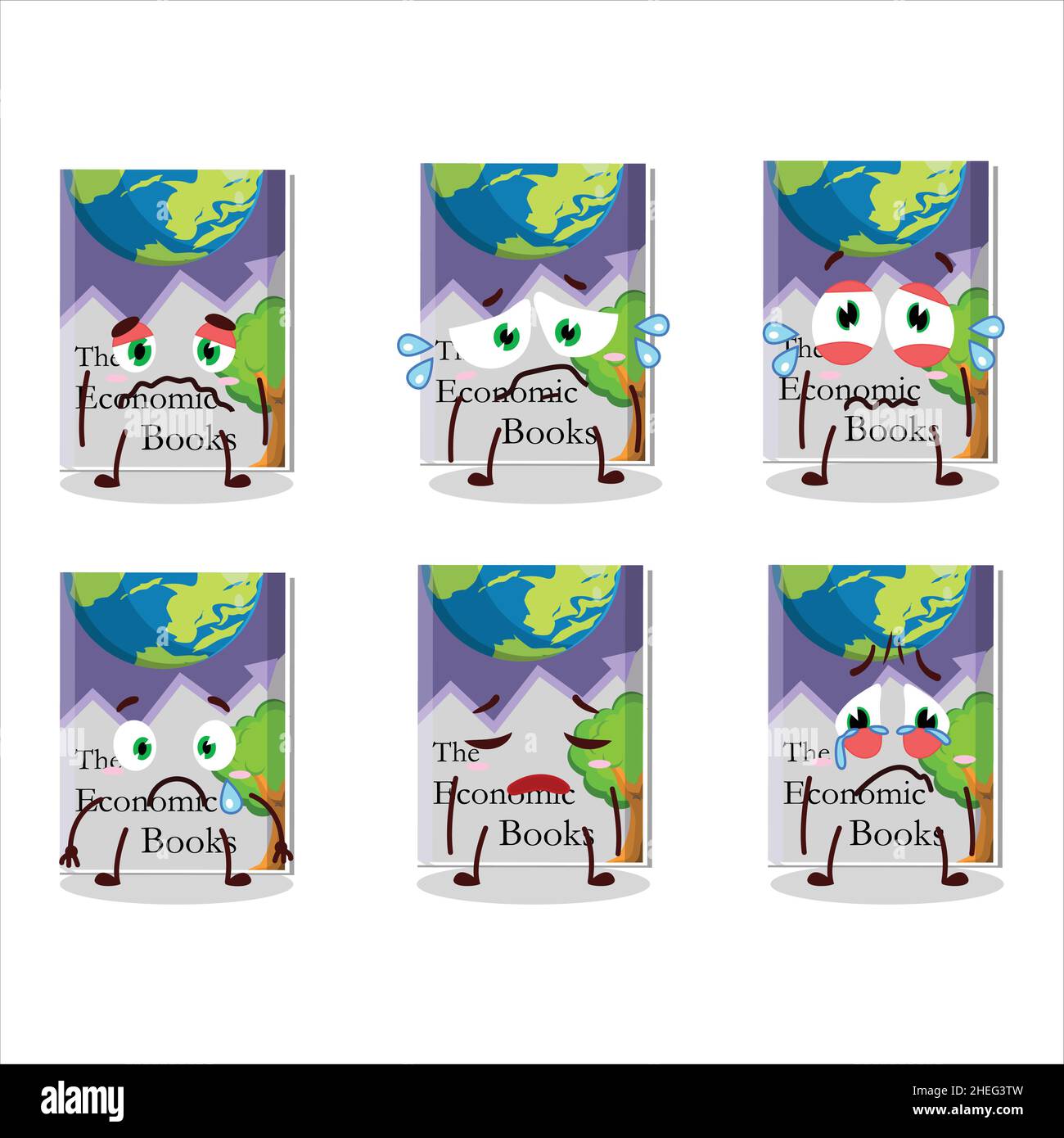 Economic books cartoon character with sad expression. Vector ...