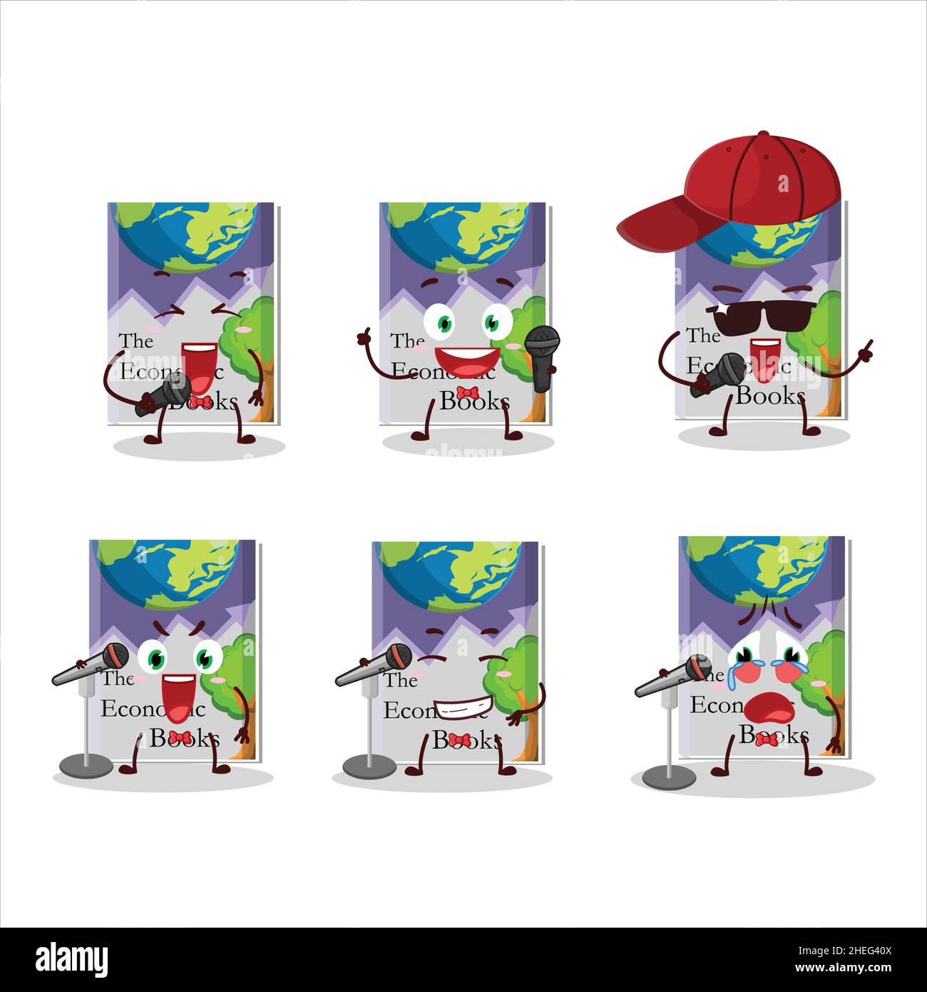 A Cute Cartoon design concept of economic books singing a famous song ...