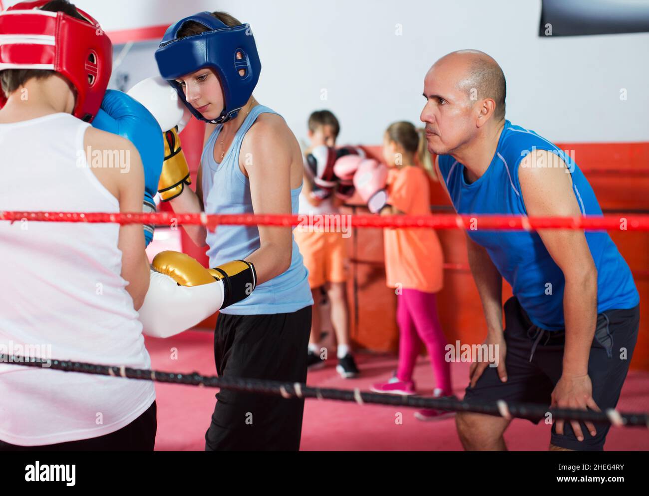 Boxer sparring on the ring Stock Photo - Alamy