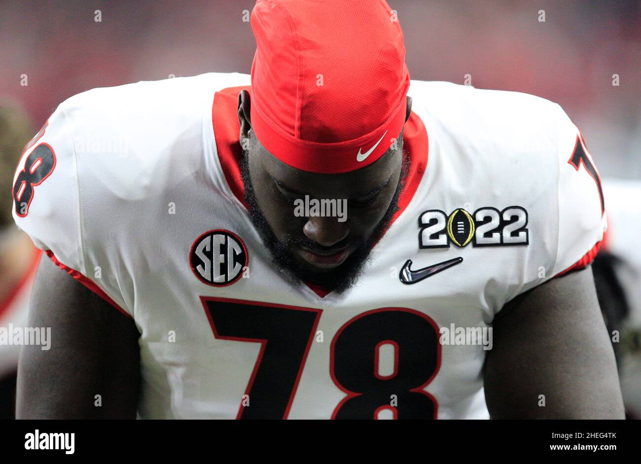 Indianapolis, Indiana, USA. 10th Jan, 2022. Georgia Bulldogs defensive ...