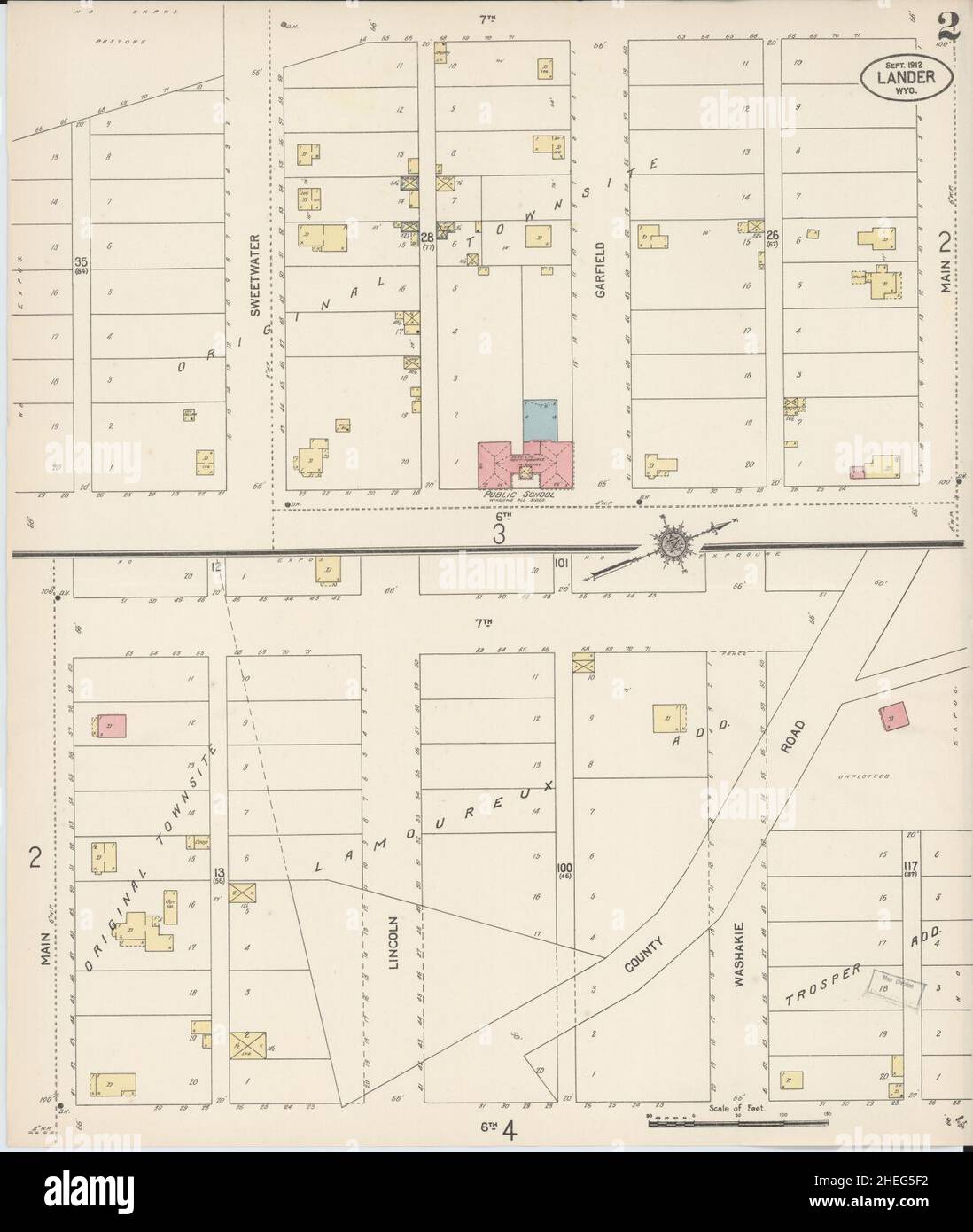 Sanborn Fire Insurance Map from Lander, Fremont County, Wyoming Stock ...