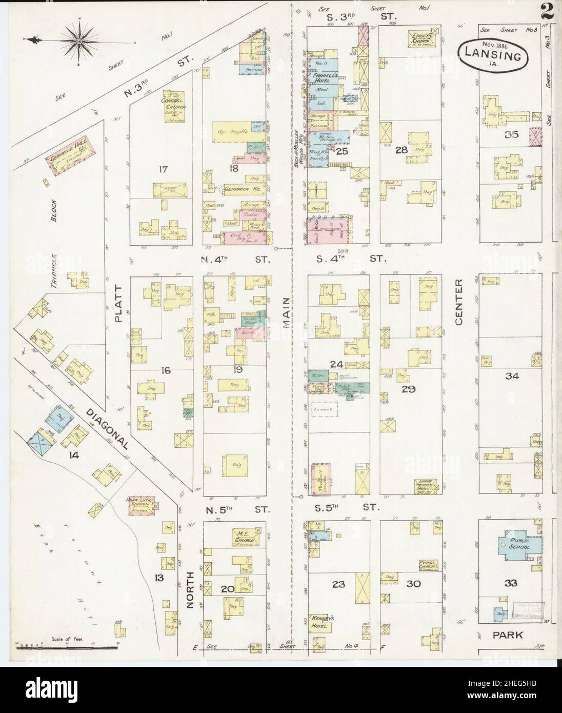 Sanborn Fire Insurance Map from Lansing, Allamakee County, Iowa Stock ...