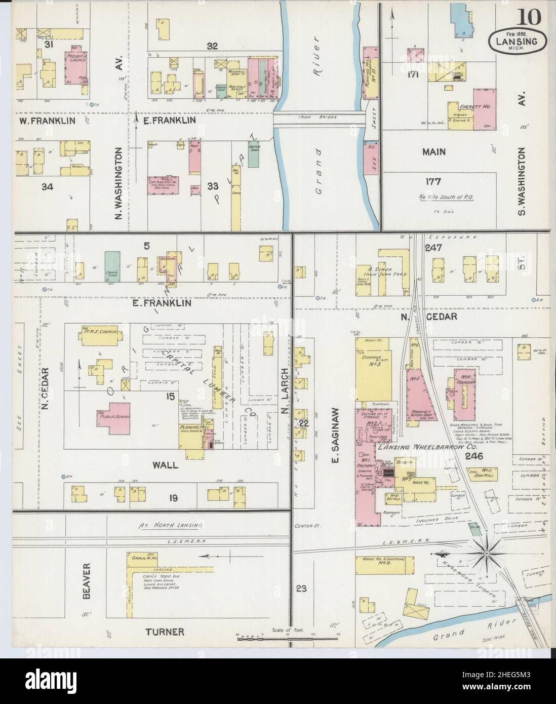 Vintage map of lansing hi-res stock photography and images - Alamy