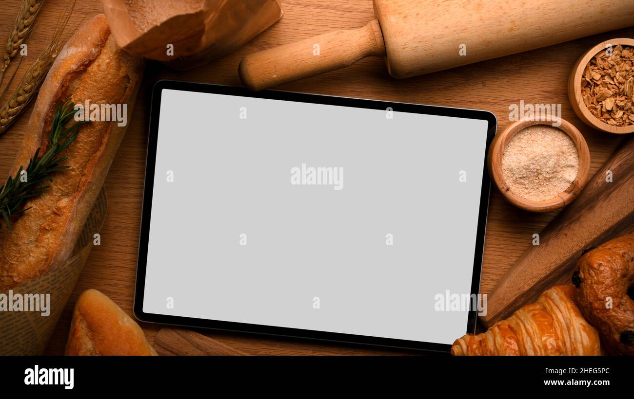 Digital tablet touchpad white screen mockup for montage your graphic ...