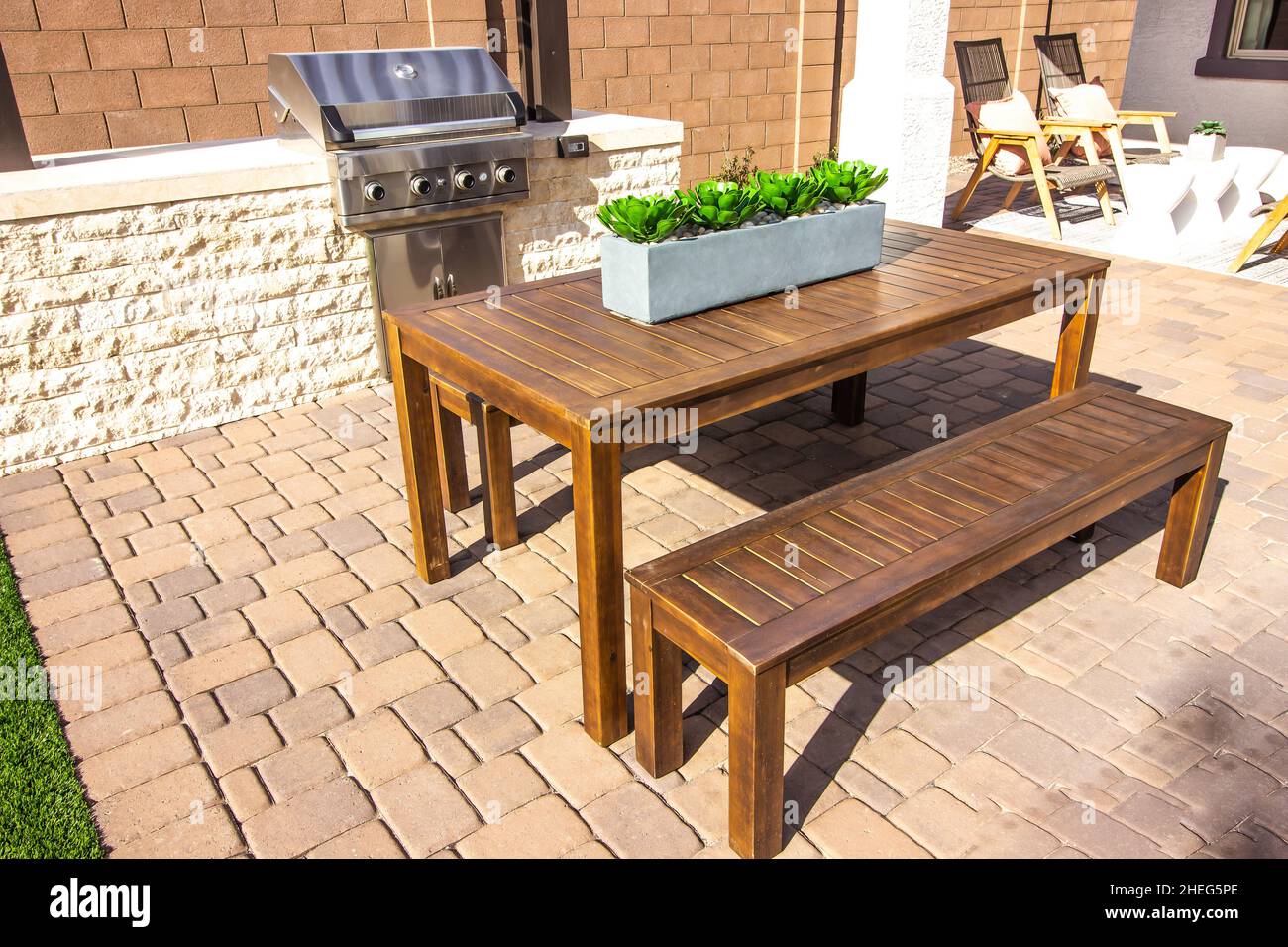 Built in table and benches hi-res stock photography and images - Alamy